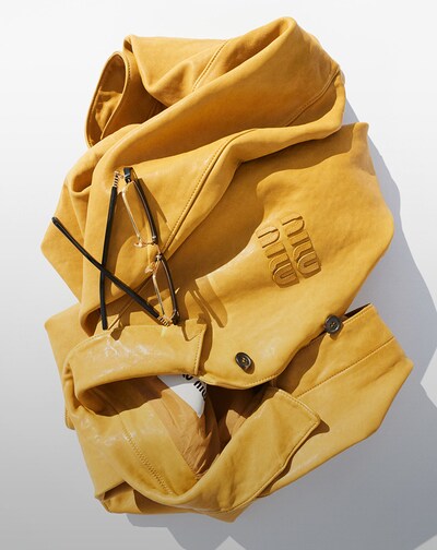 Mustard/cream/blue Cotton Jersey Polo Shirt | Miu Miu