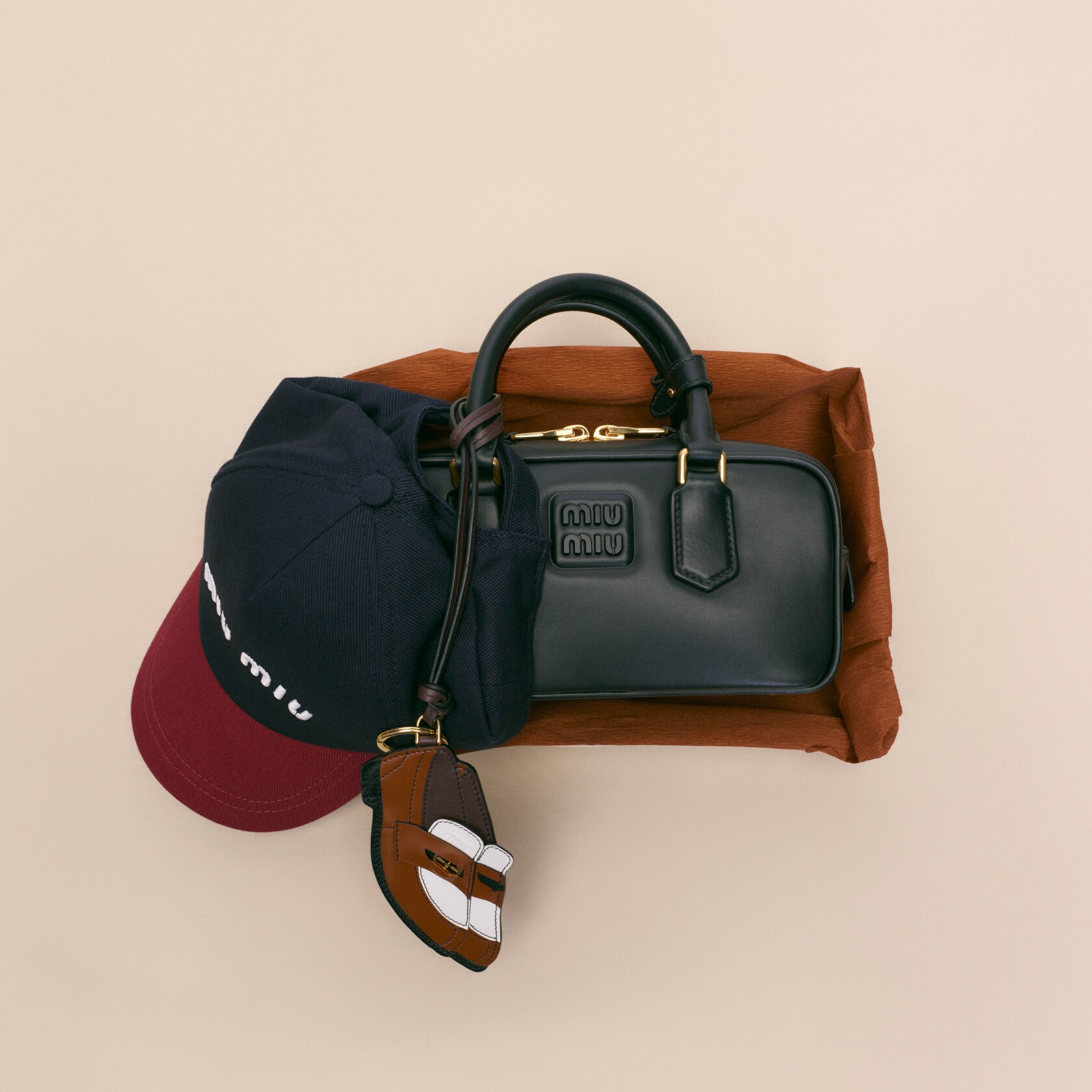 Water Lily Miu Ballet Leather Keychain Trick Miu Miu