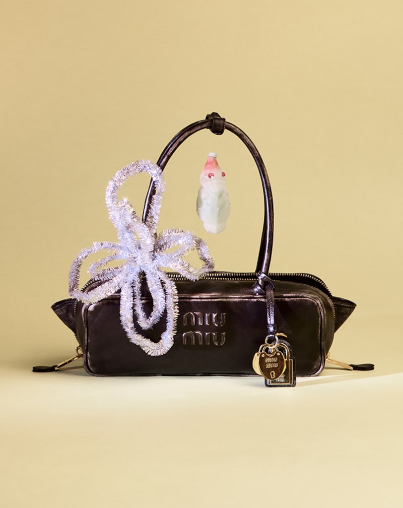 Periwinkle Blue Set Of Leather, Suede, And Shearling Hair Clips | Miu Miu