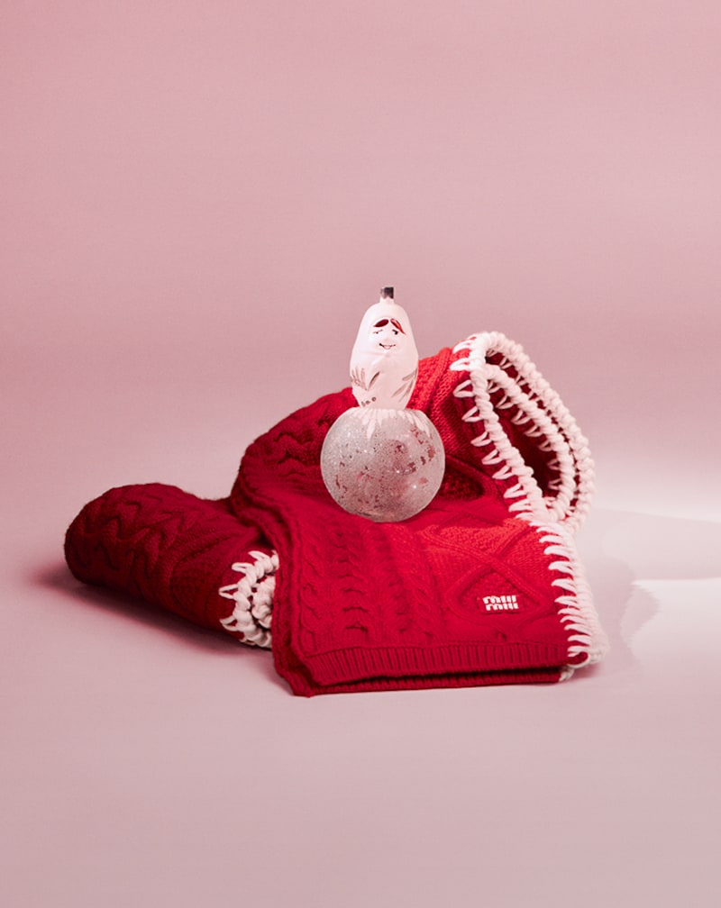 Echarpe Estampada Em Lã E Cashmere Azul | Miu Miu