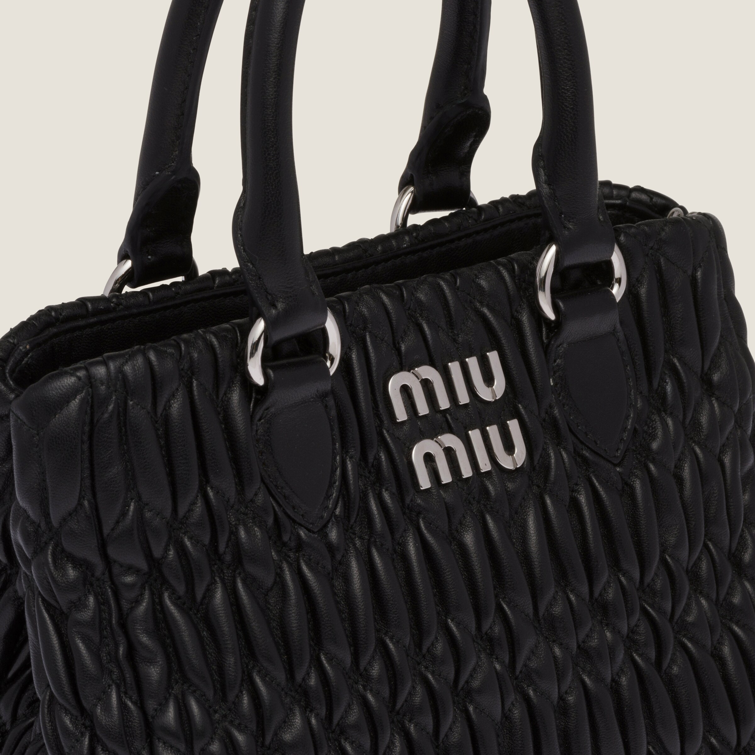 Black Miu Crystal Nappa Leather Handbag | Miu Miu