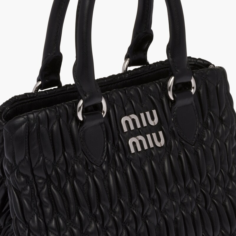 Schwarz Miu Crystal Handtasche Aus Nappaleder | Miu Miu