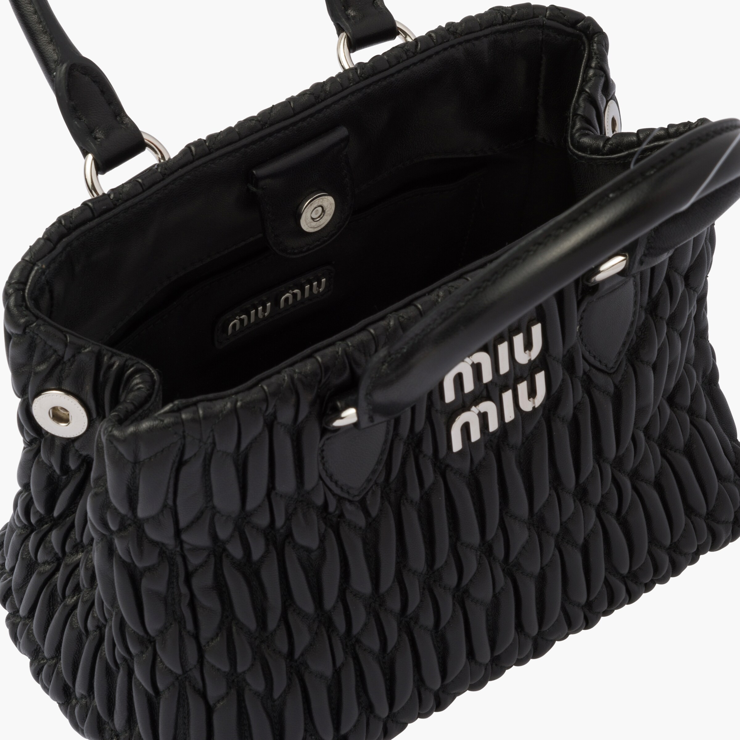 Schwarz Miu Crystal Handtasche Aus Nappaleder | Miu Miu