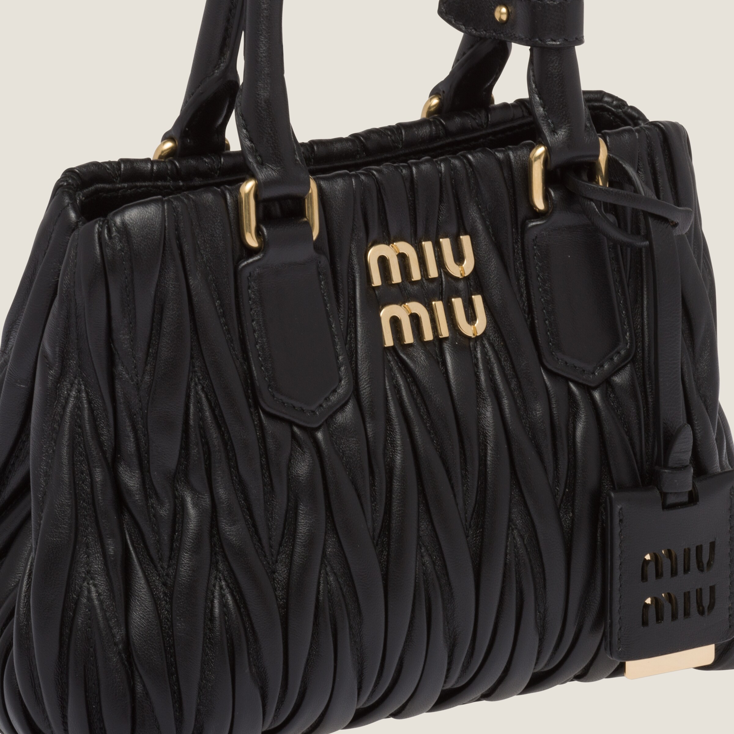 Black Matelassé Nappa Leather Handbag | Miu Miu