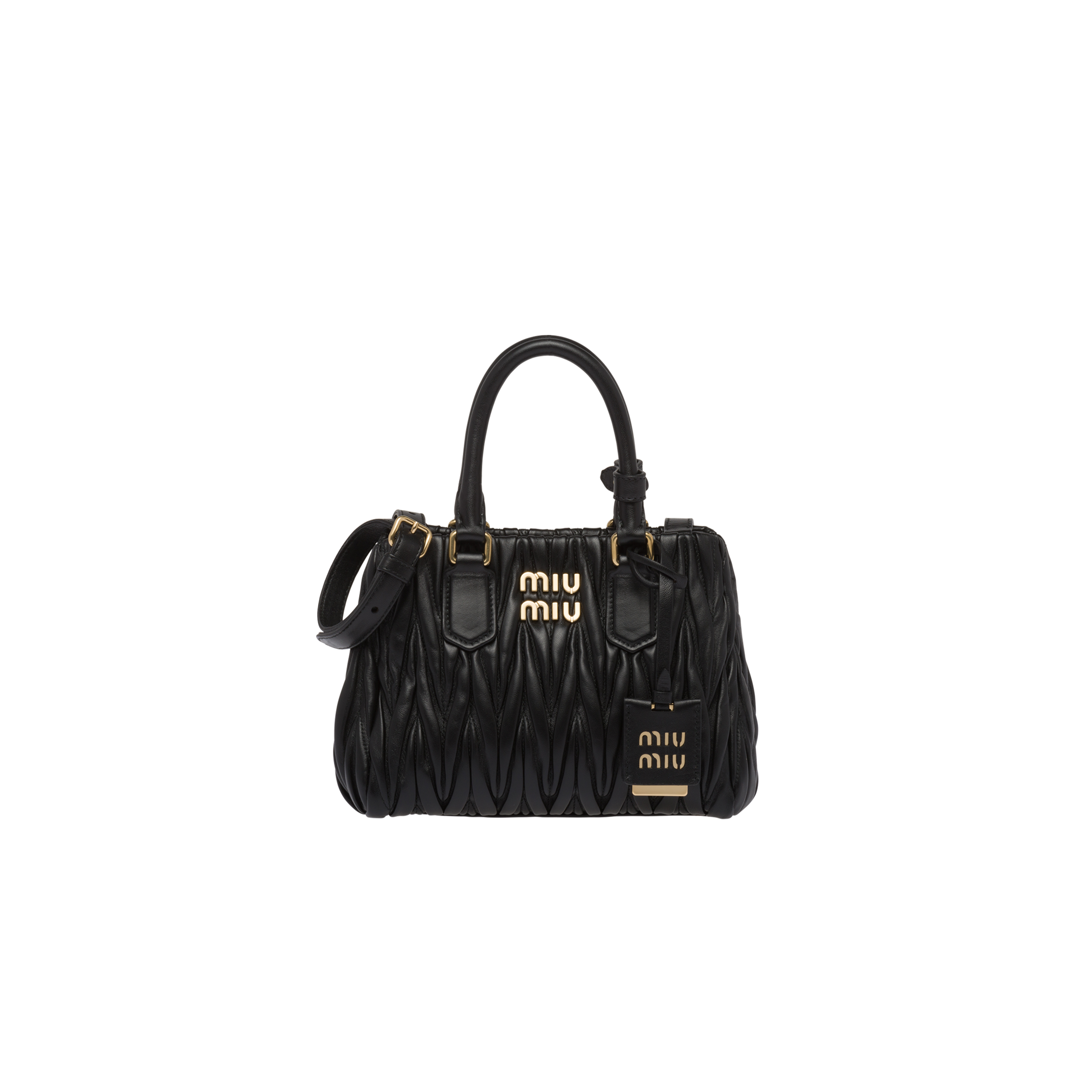 Black Matelassé nappa leather handbag | MIU MIU