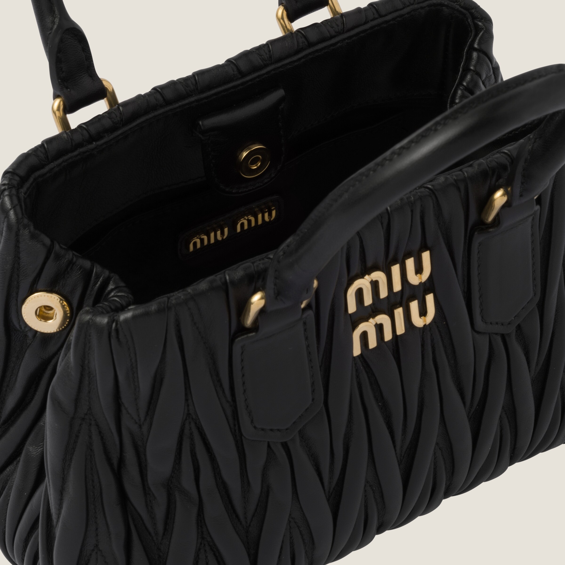 Black Matelassé Nappa Leather Handbag | Miu Miu