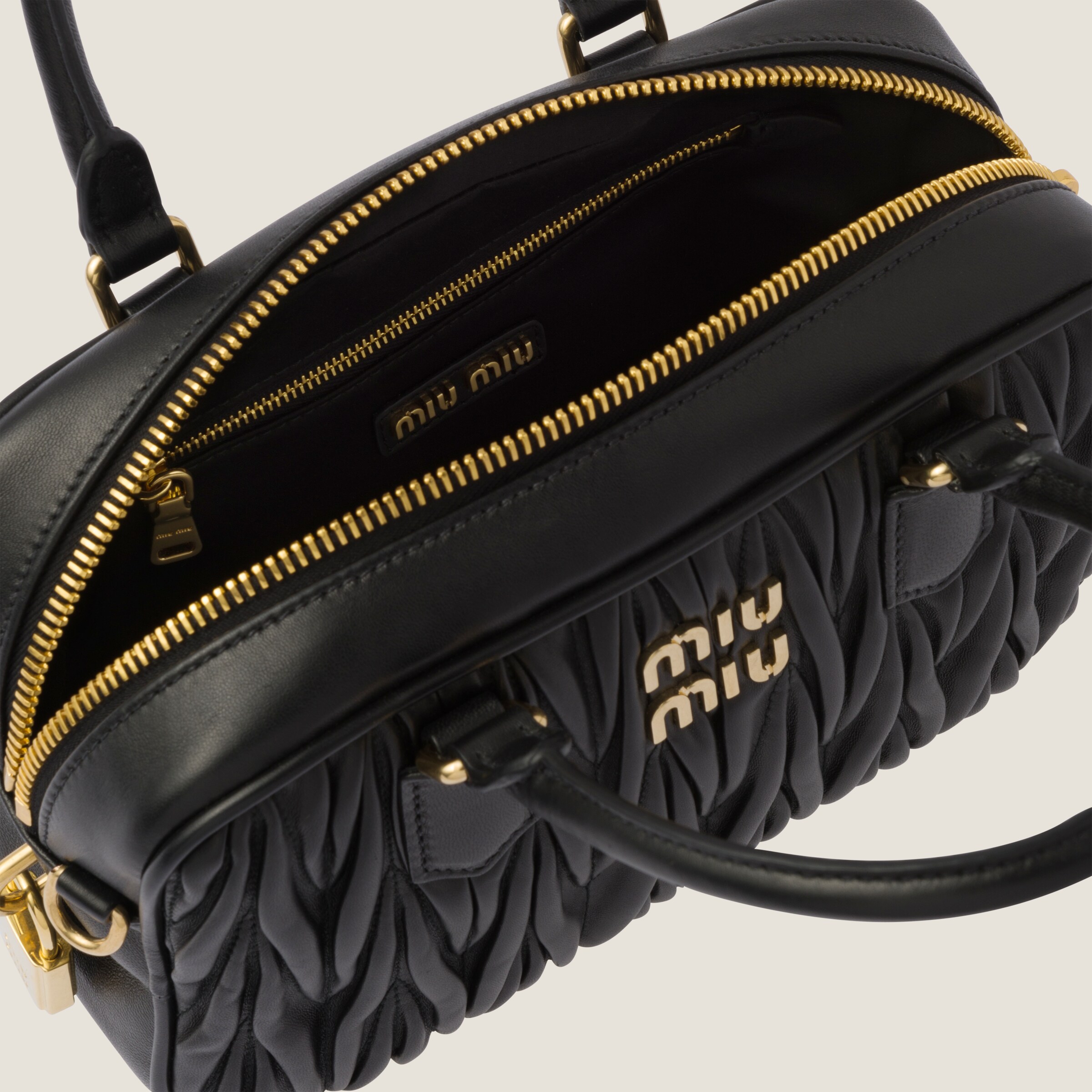 Black Arcadie Matelassé Nappa Leather Bag | Miu Miu