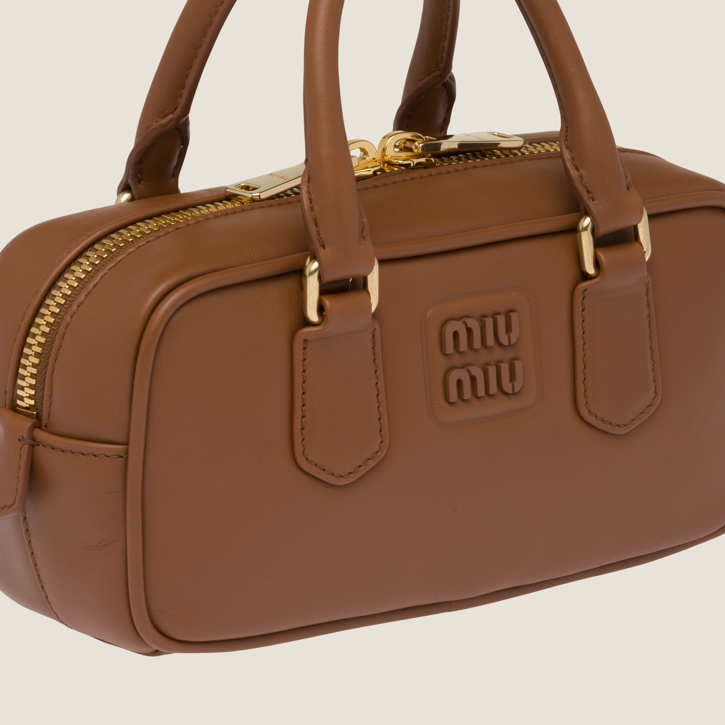 Cognac Arcadie Leather Bag | Miu Miu