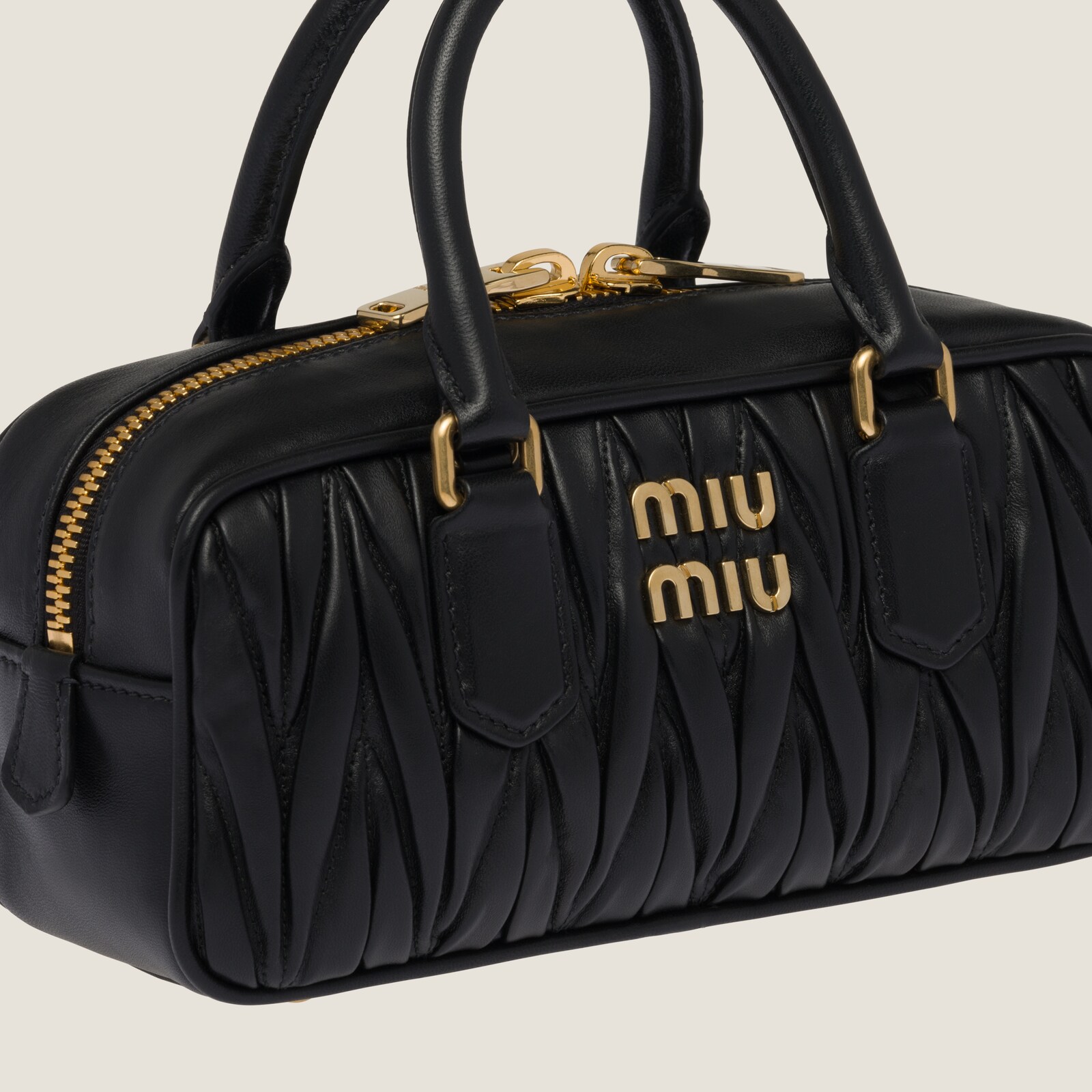 Black Arcadie Matelassé Nappa Leather Bag | Miu Miu