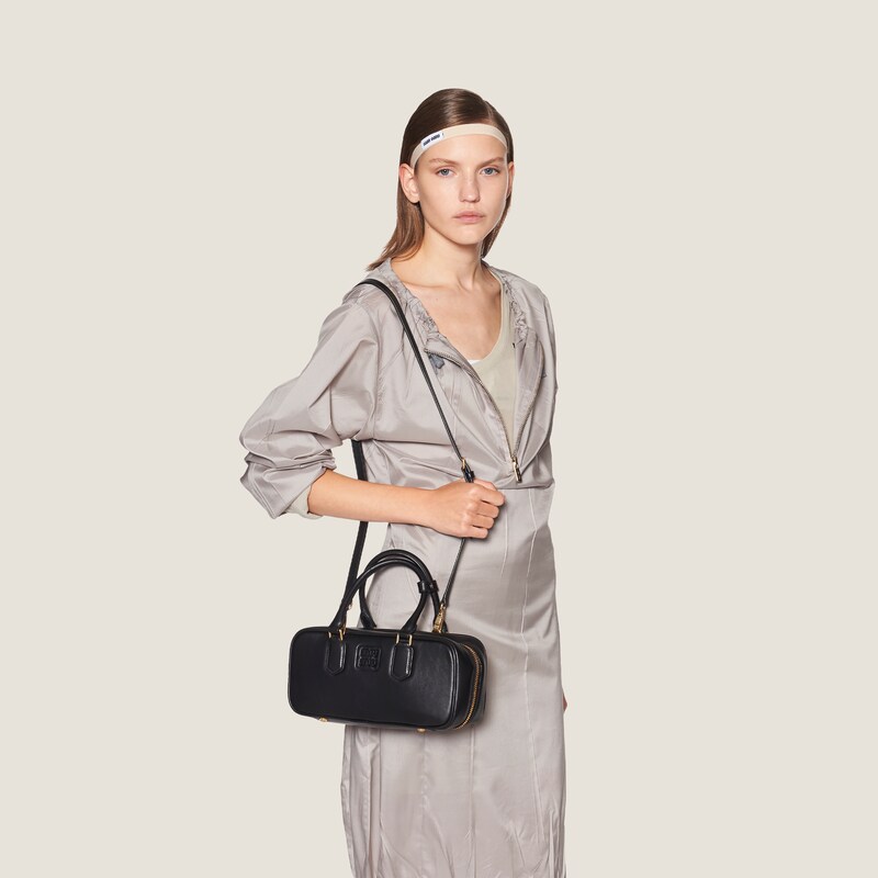 Black Arcadie Leather Bag | Miu Miu