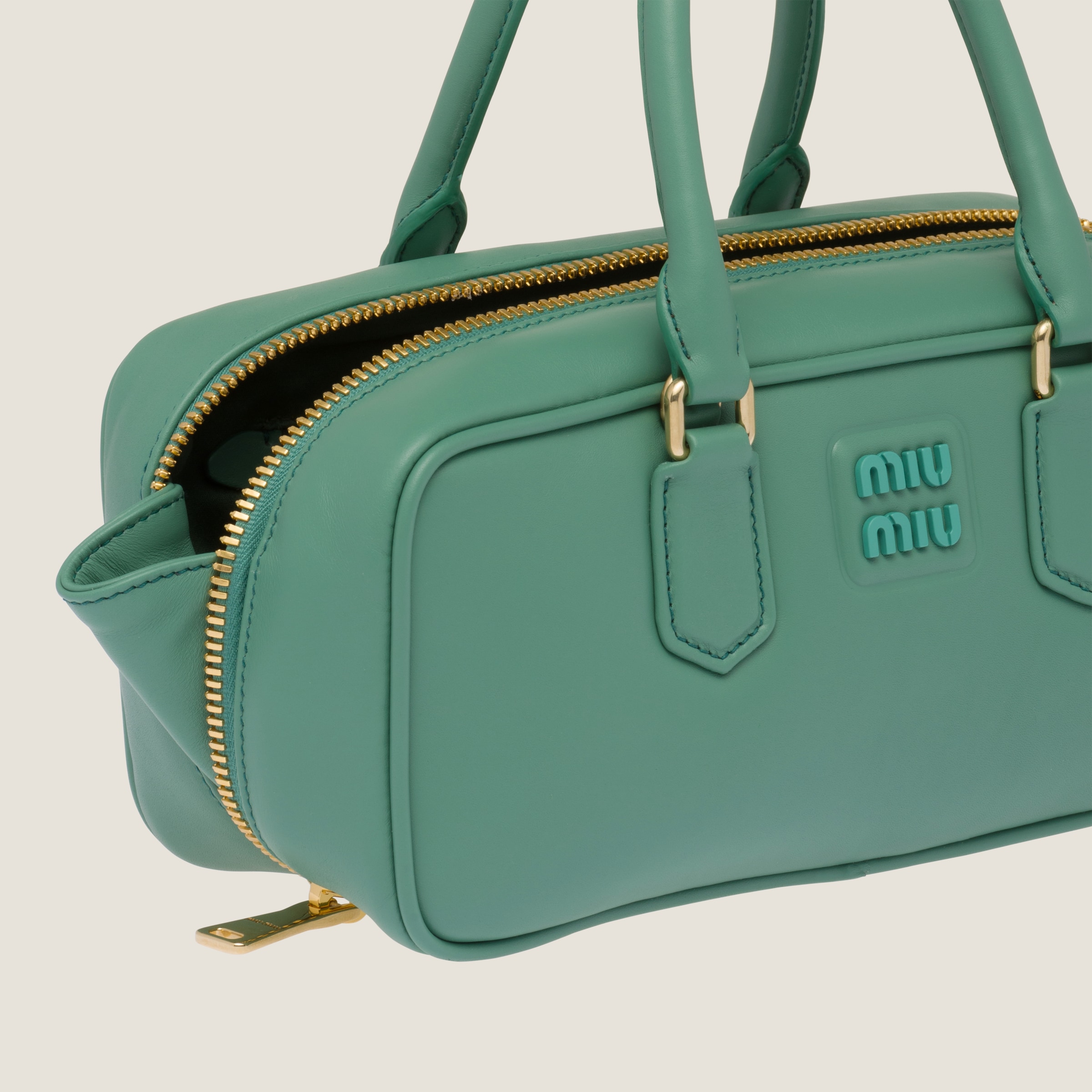 Sage Green Arcadie Leather Bag | Miu Miu