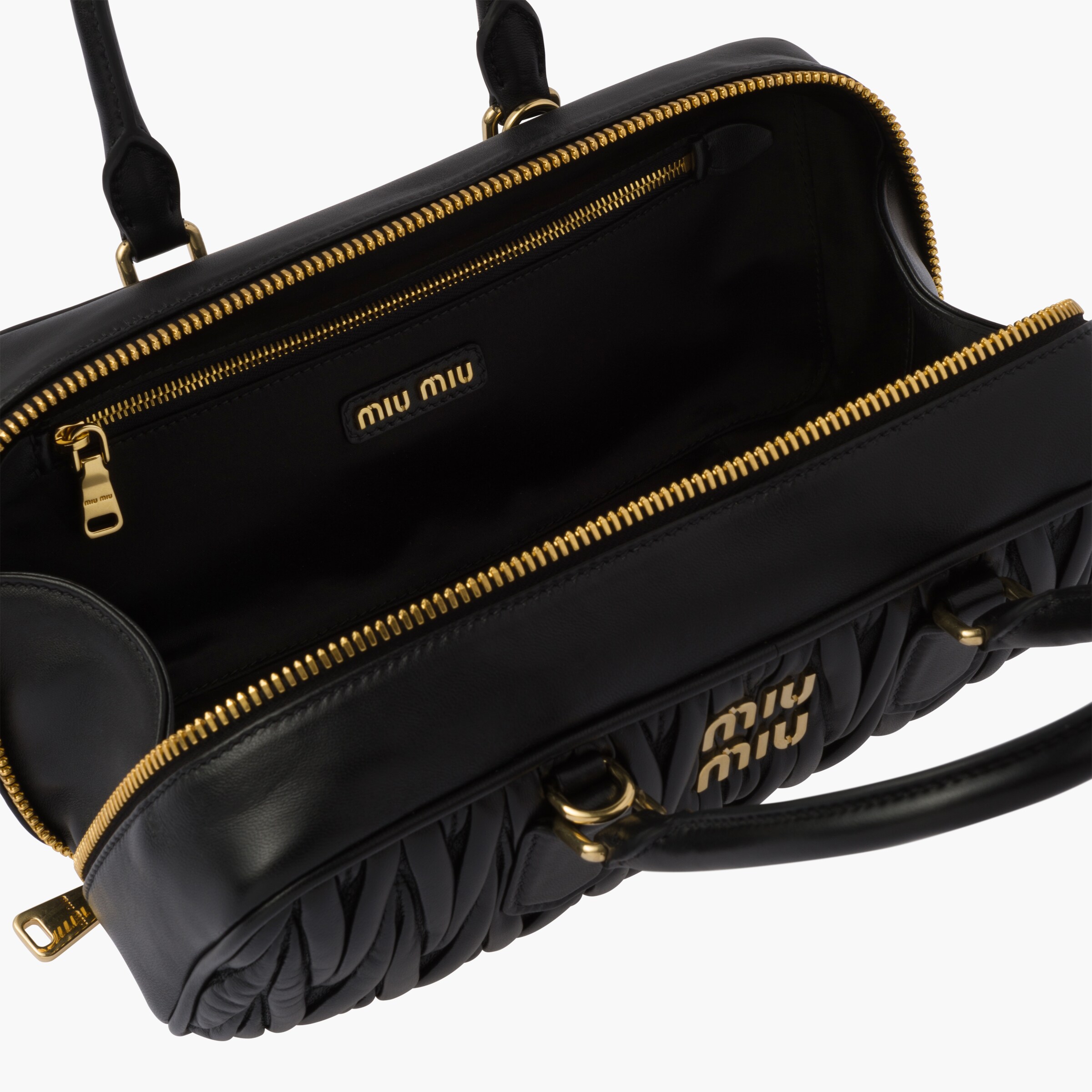 Black Arcadie Matelassé Nappa Leather Bag | Miu Miu