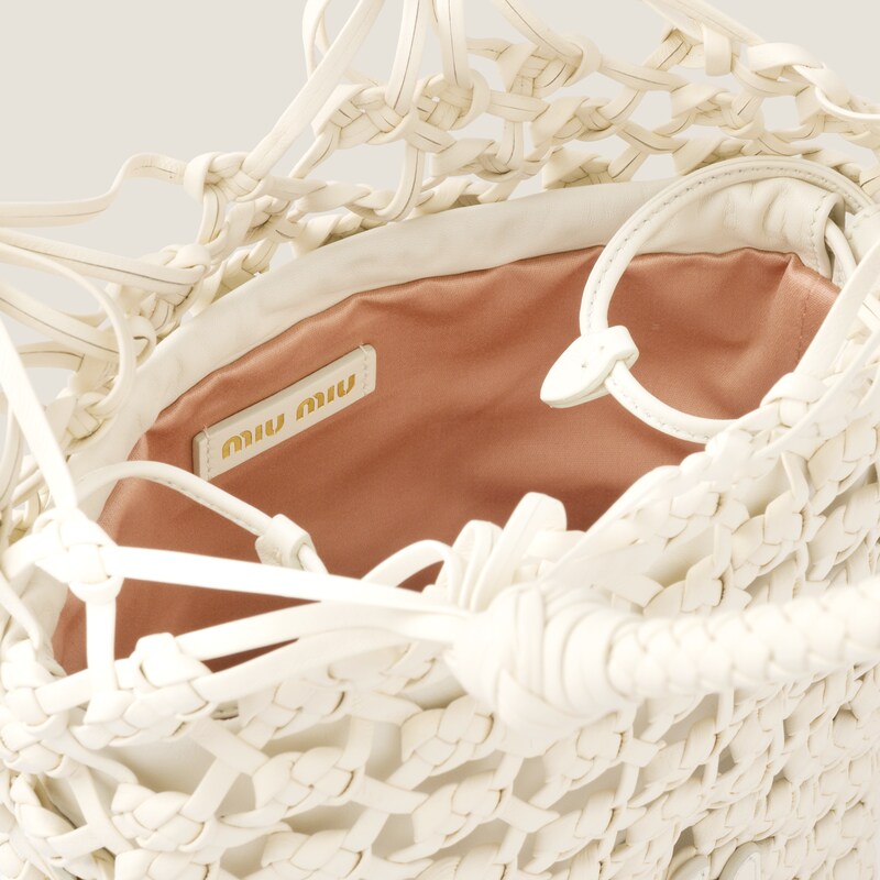 White Macramé And Nappa Leather Handbag | Miu Miu