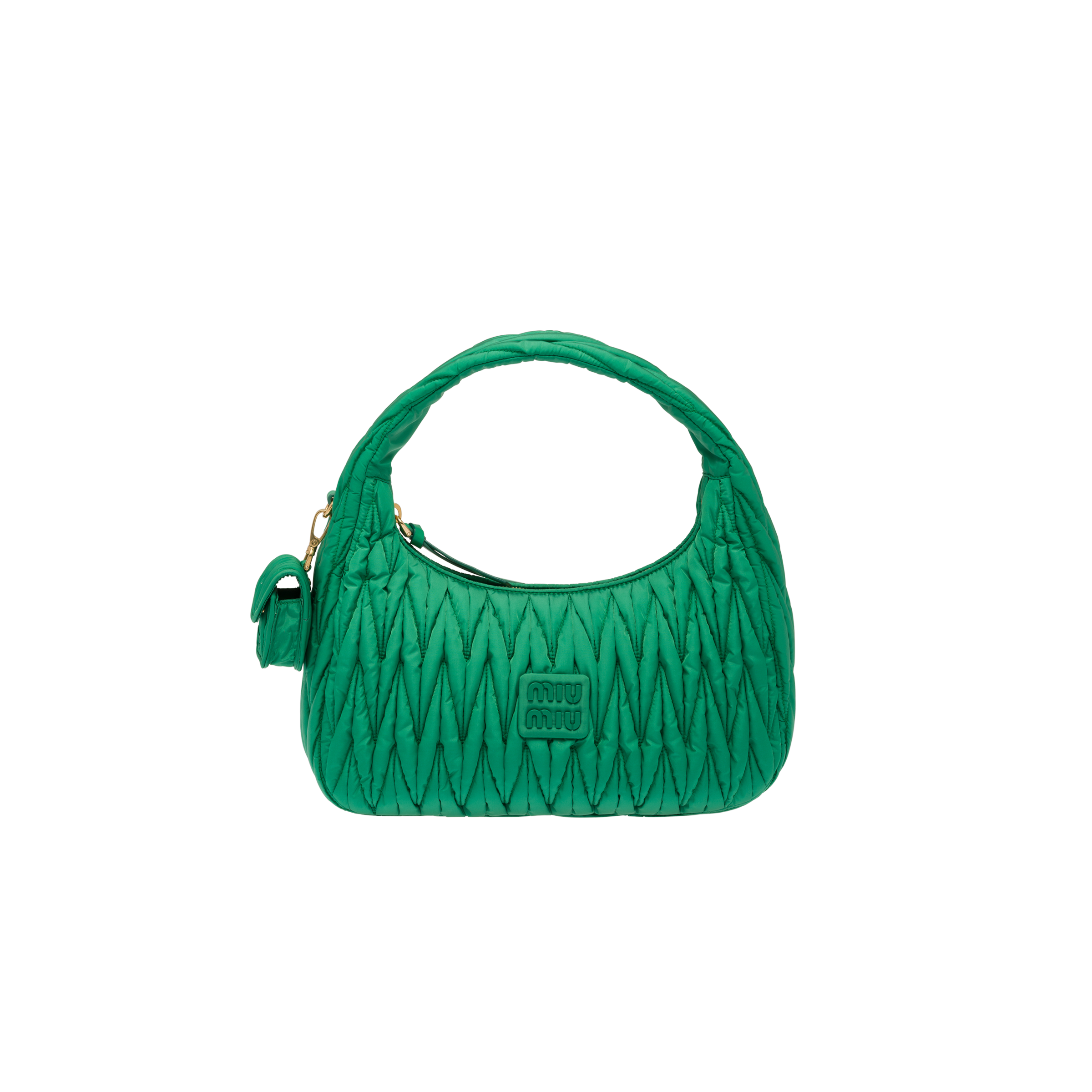 Miu Wander Matelass Hobo Bag Aus Recyceltem Nylon Mintgr n Miu Miu