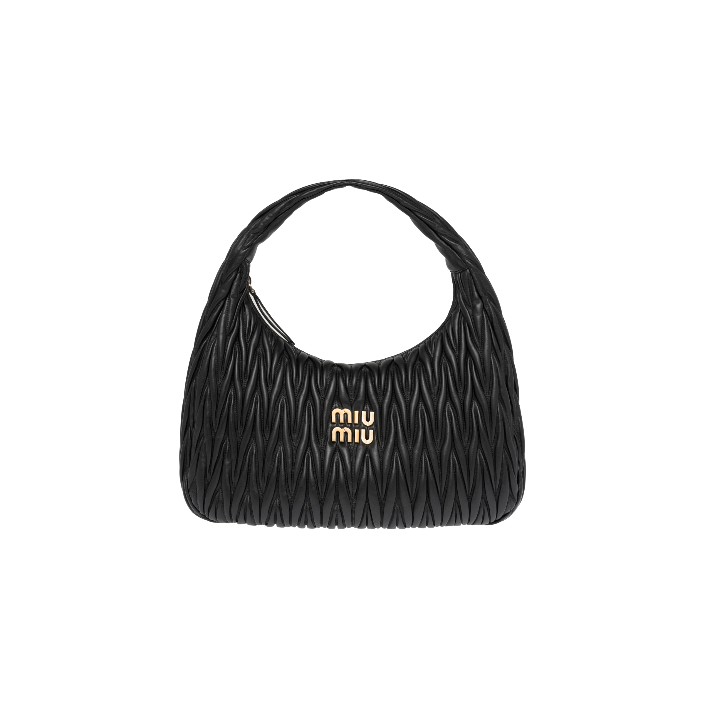 Miu Miu Wander Matelassé Nappa Leather Hobo Bag In Black | ModeSens