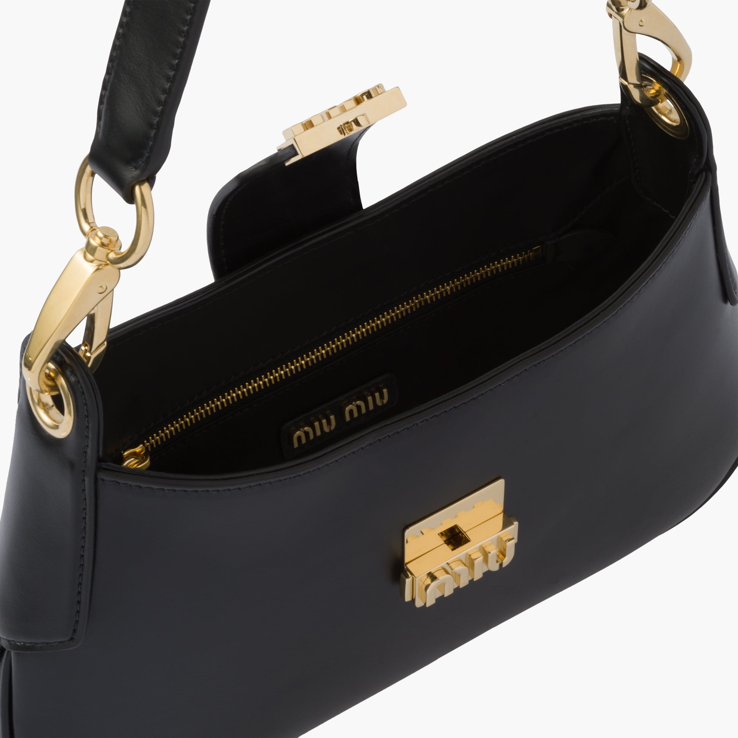 Black Leather Hobo Bag | Miu Miu