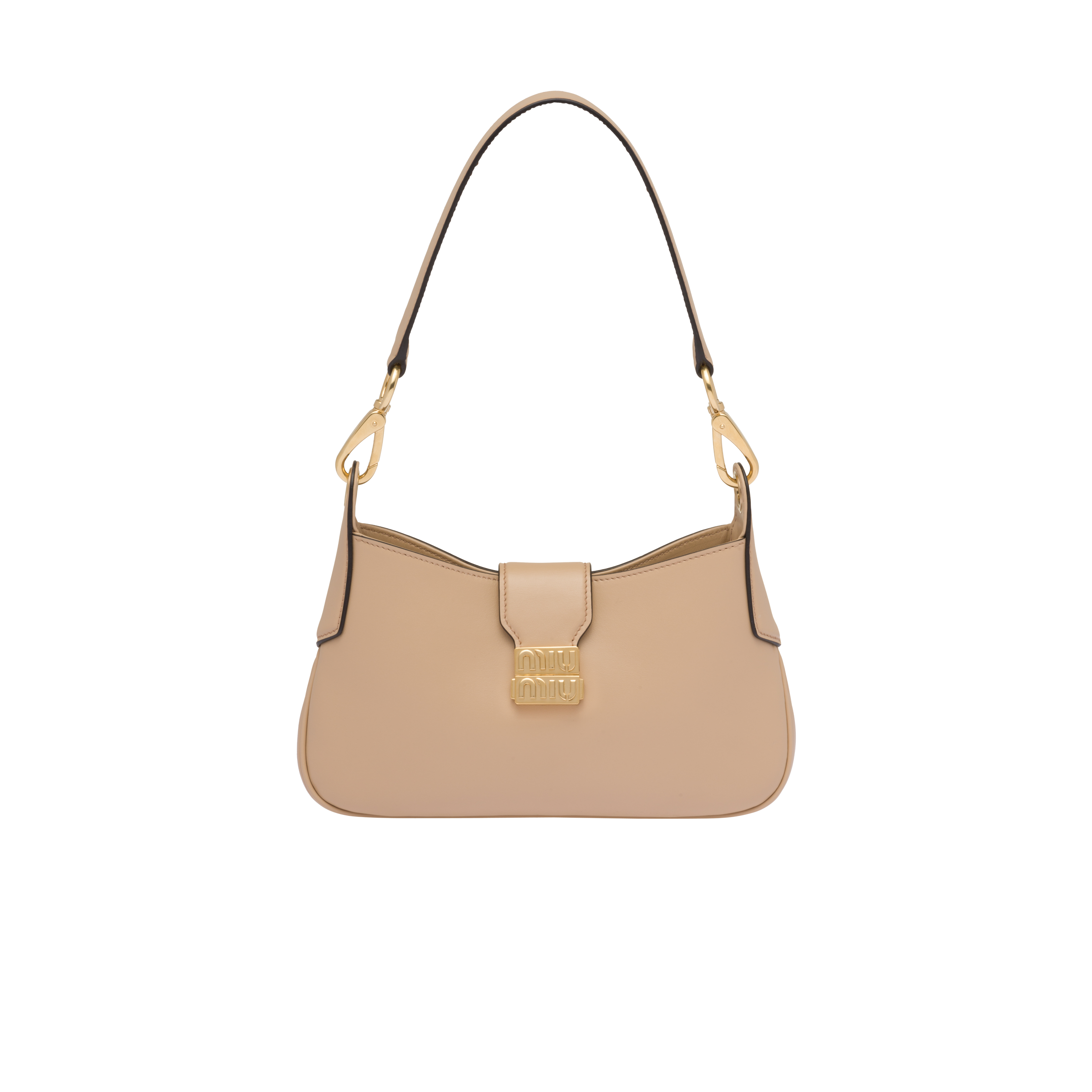Leather hobo bag Sand beige | Miu Miu