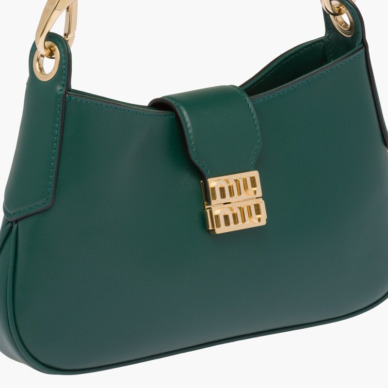 Oleander Green Leather Hobo Bag | Miu Miu