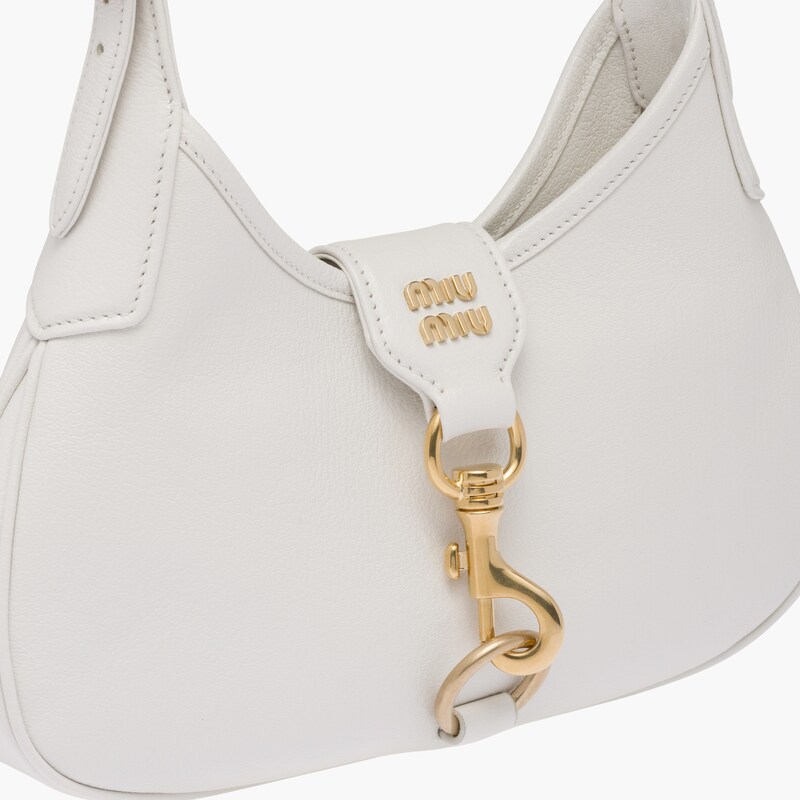 White Madras Leather Hobo Bag | Miu Miu