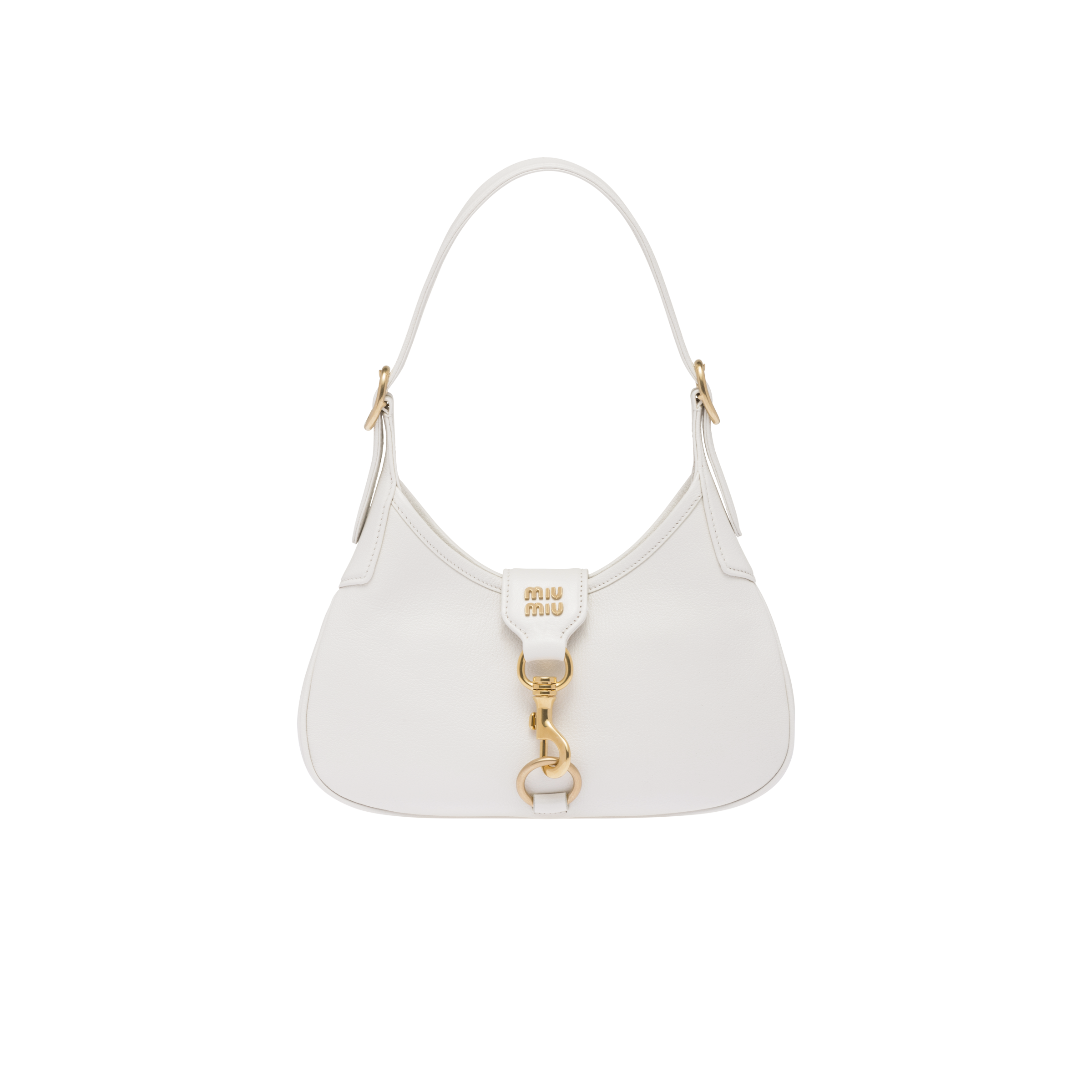 White Madras Leather Hobo Bag | Miu Miu