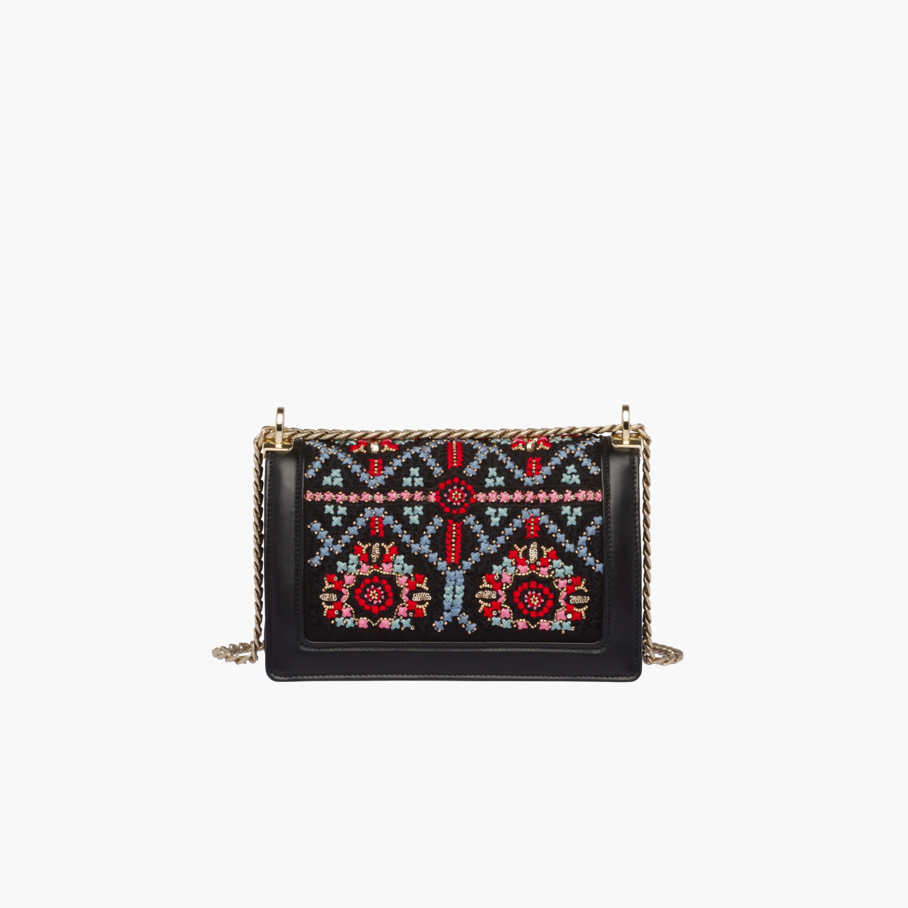 Miu Confidential embroidered hemp fabric shoulder bag Black | Miu Miu