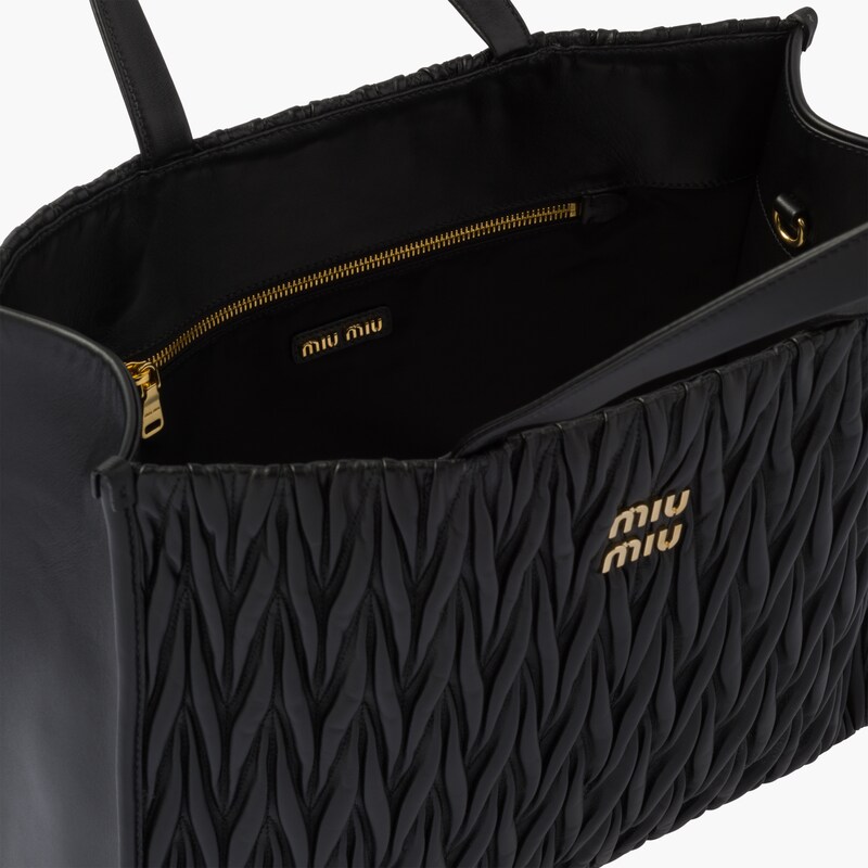 Black Matelassé Nappa Leather Tote | Miu Miu