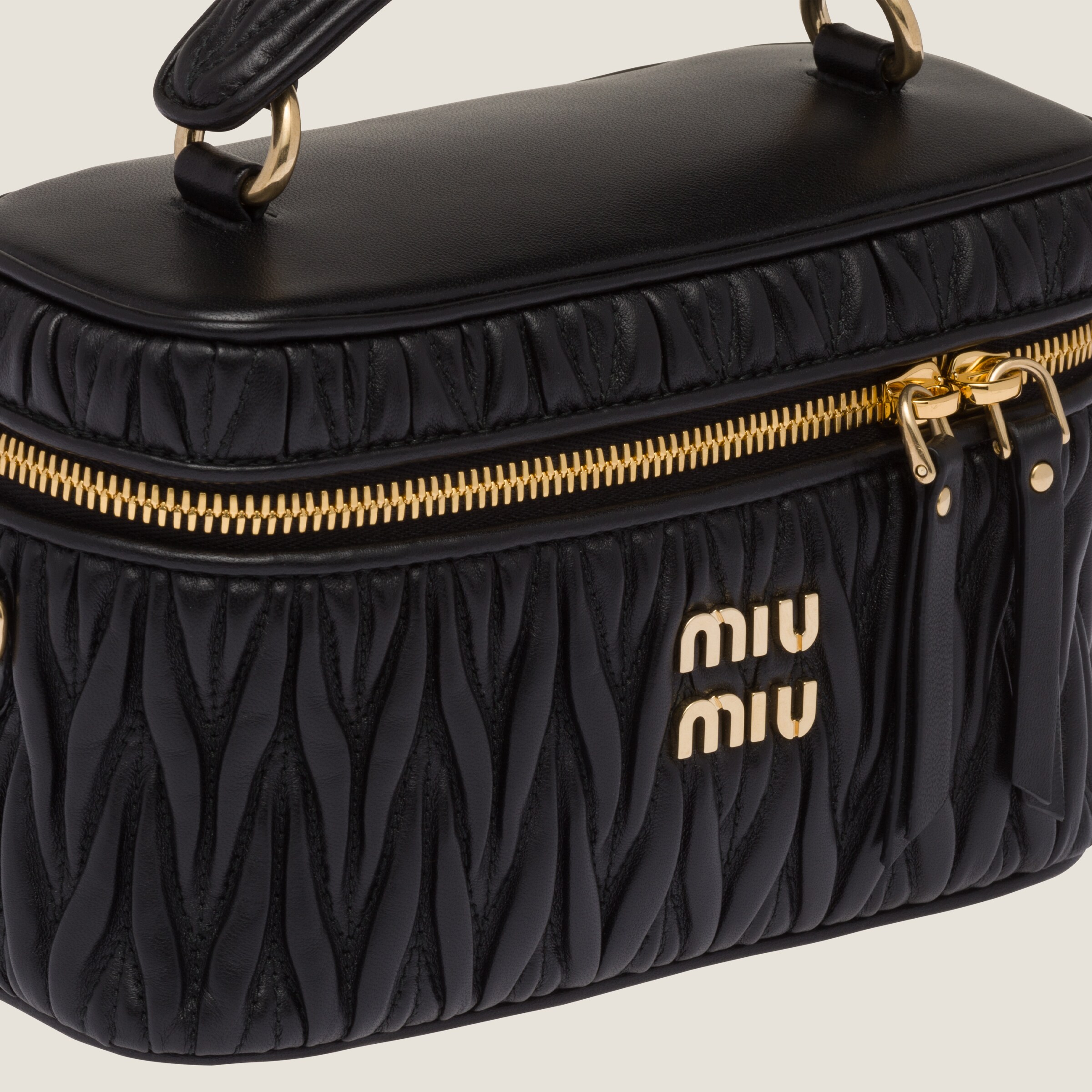 Black Matelassé Nappa Leather Shoulder Bag | Miu Miu