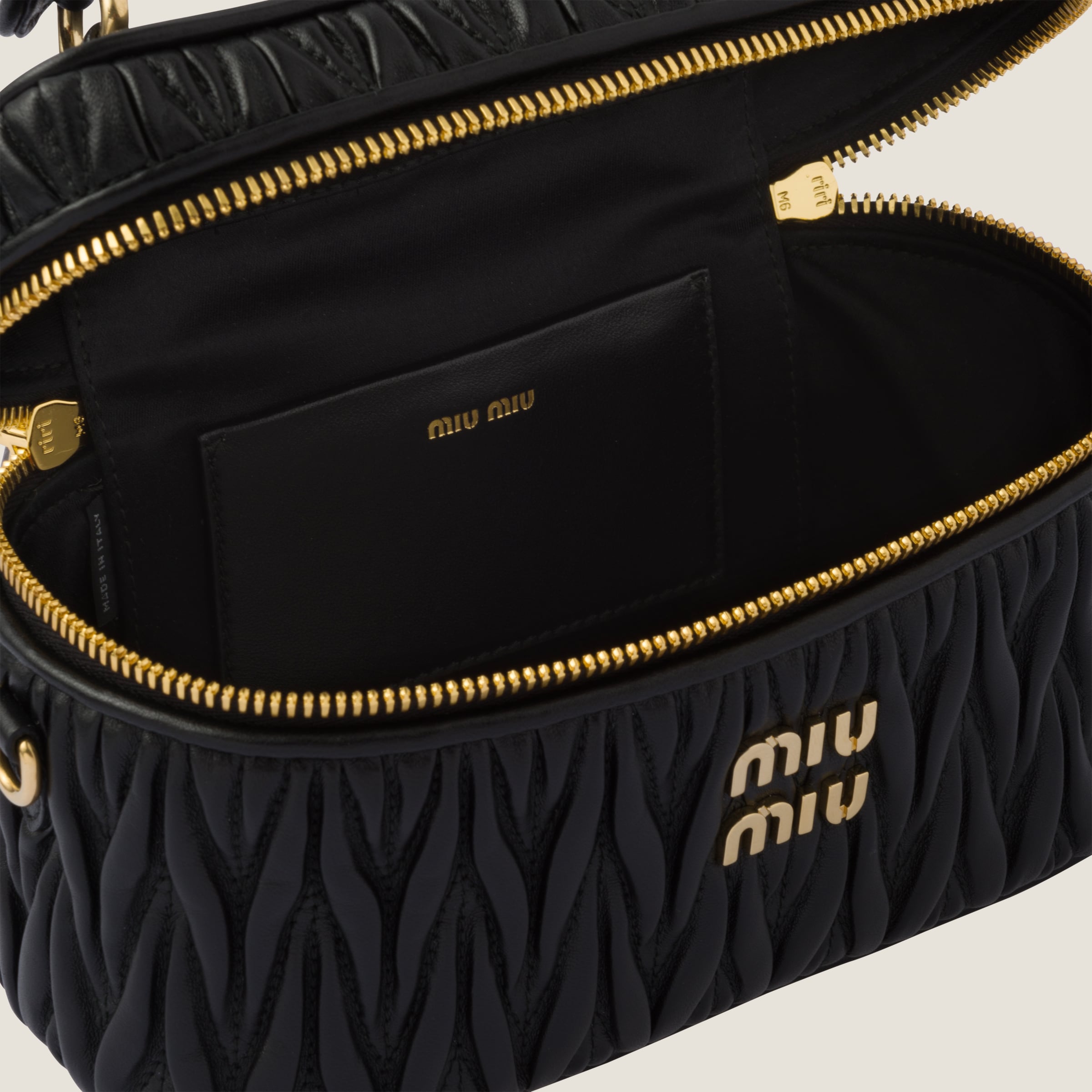 Black Matelassé Nappa Leather Shoulder Bag | Miu Miu