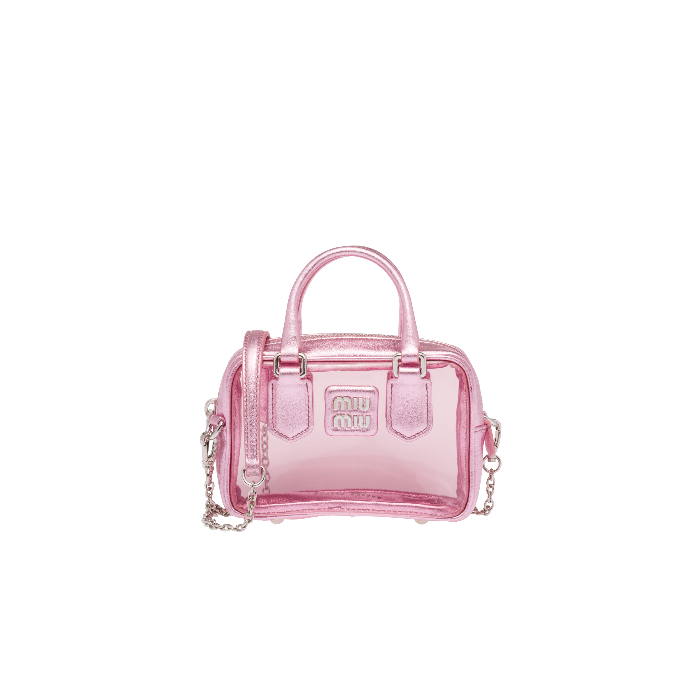 Miu Miu Plexiglas And Nappa Leather Mini Top-handle Bag In Pink Mordore ...