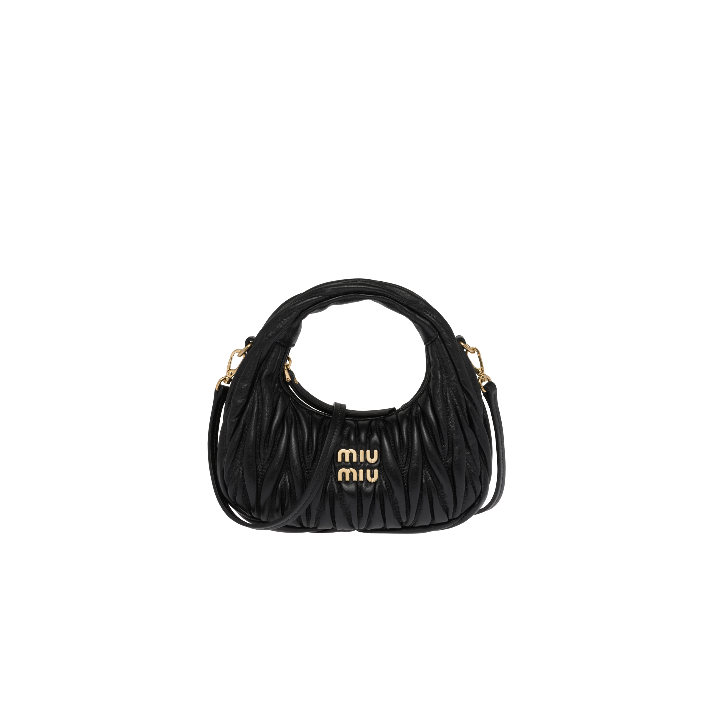 Miu Miu Wander Matelassé Nappa Leather Hobo Mini-bag In Black | ModeSens