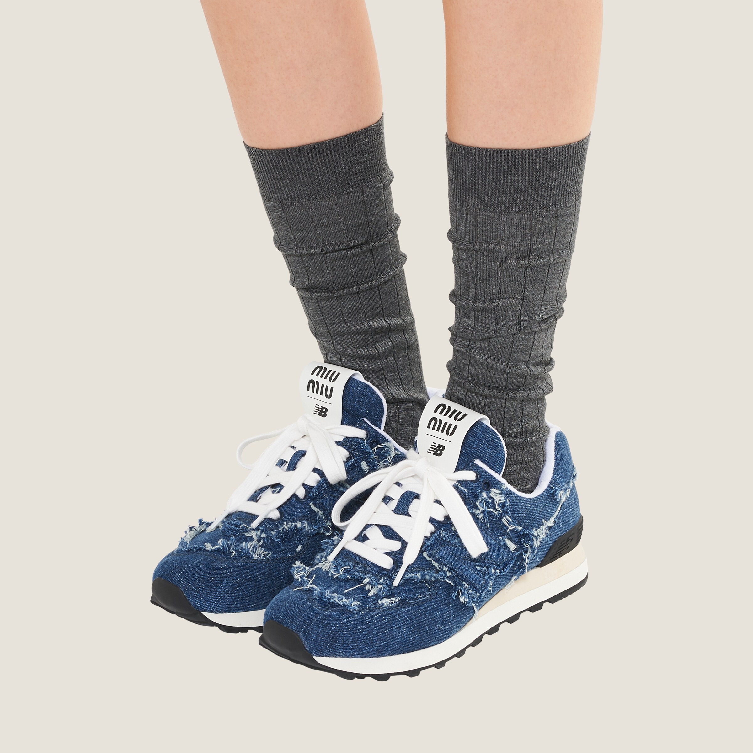 Denim New Balance 574 X Miu Miu Denim Sneakers | Miu Miu