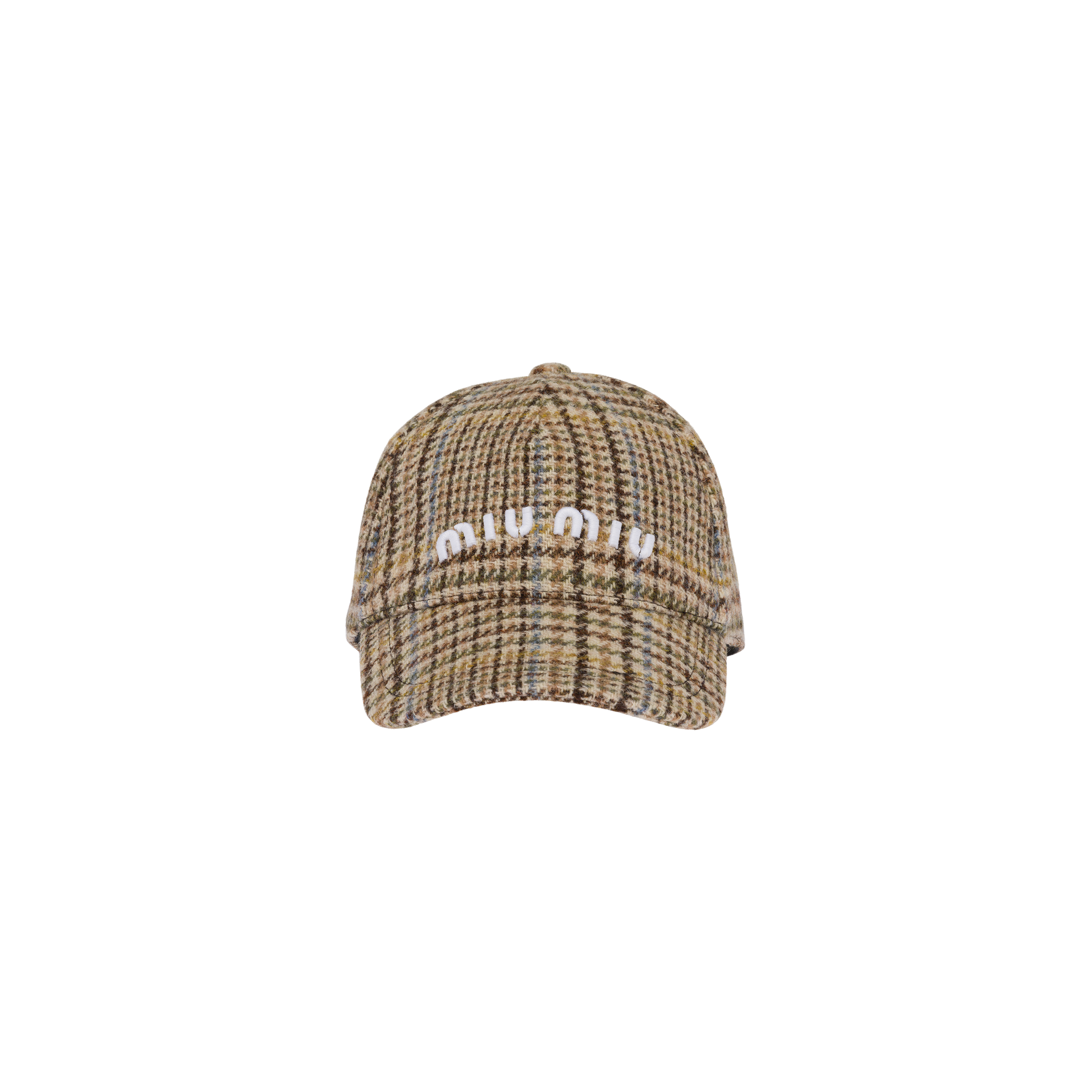 Plaid Shetland wool baseball cap Cocoa brown | Miu Miu