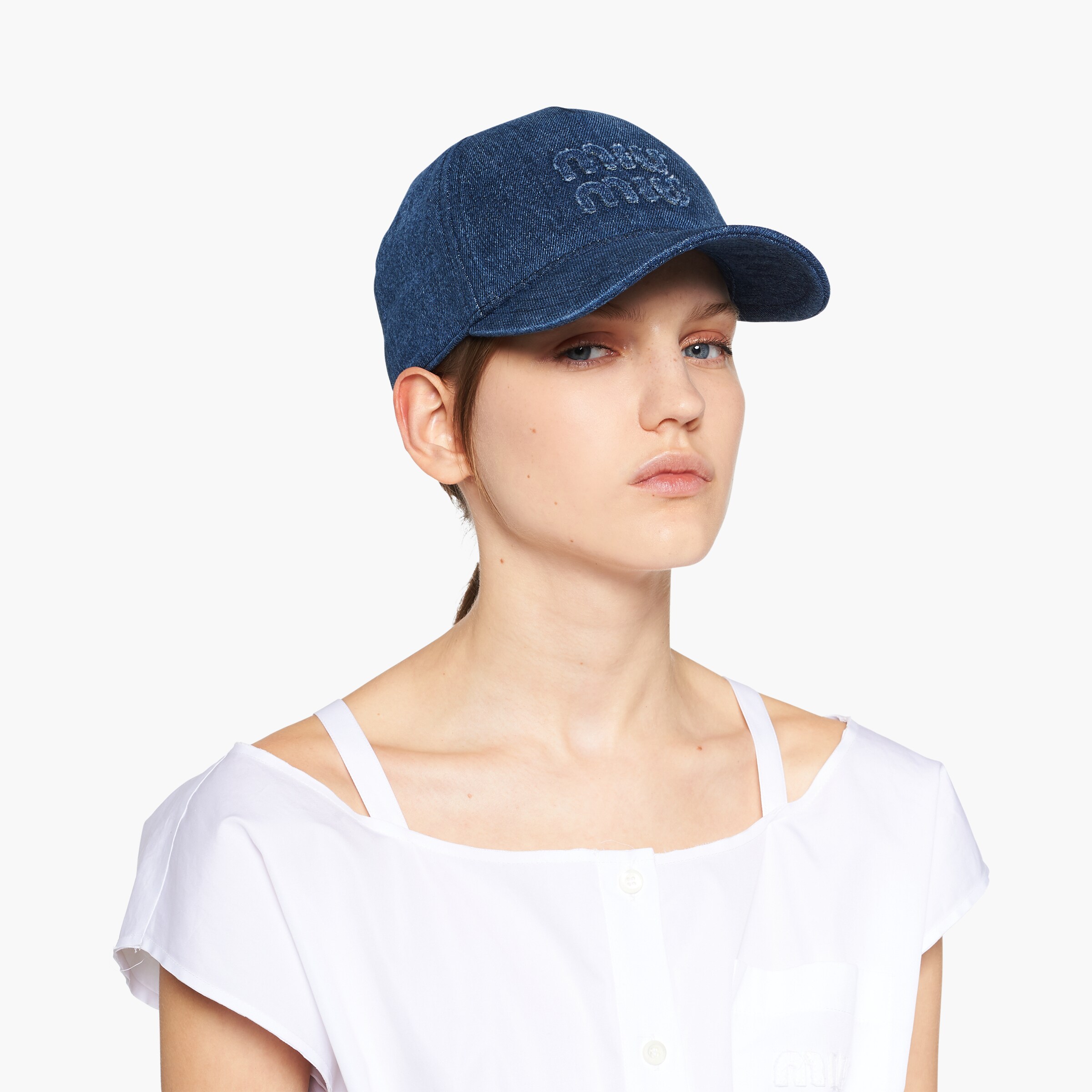 Navy Denim baseball cap | MIU MIU