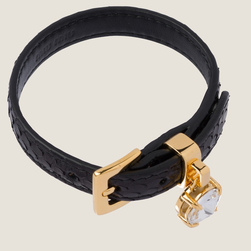 Black Python Leather Bracelet | Miu Miu