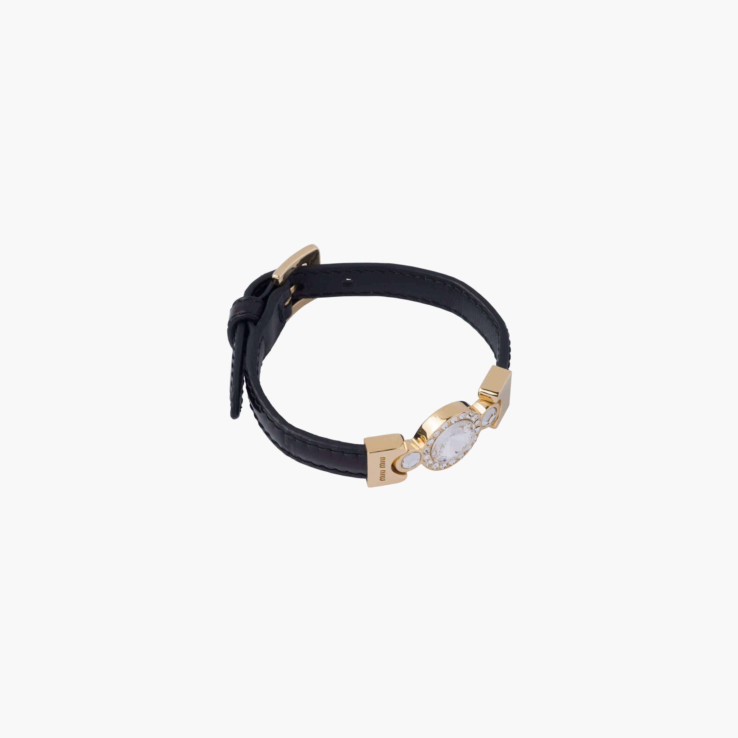 Black Croco-print leather bracelet | MIU MIU