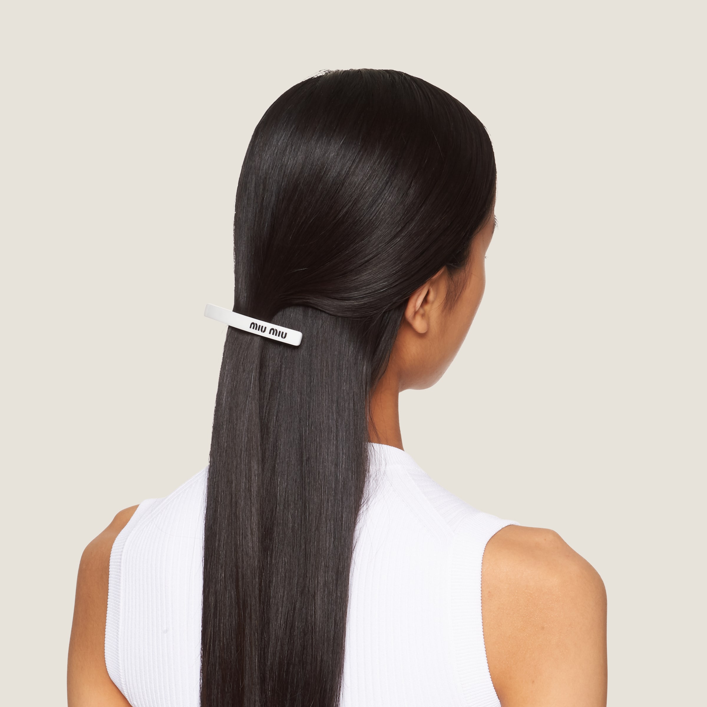 White/black Plexiglas Hair Clip | Miu Miu