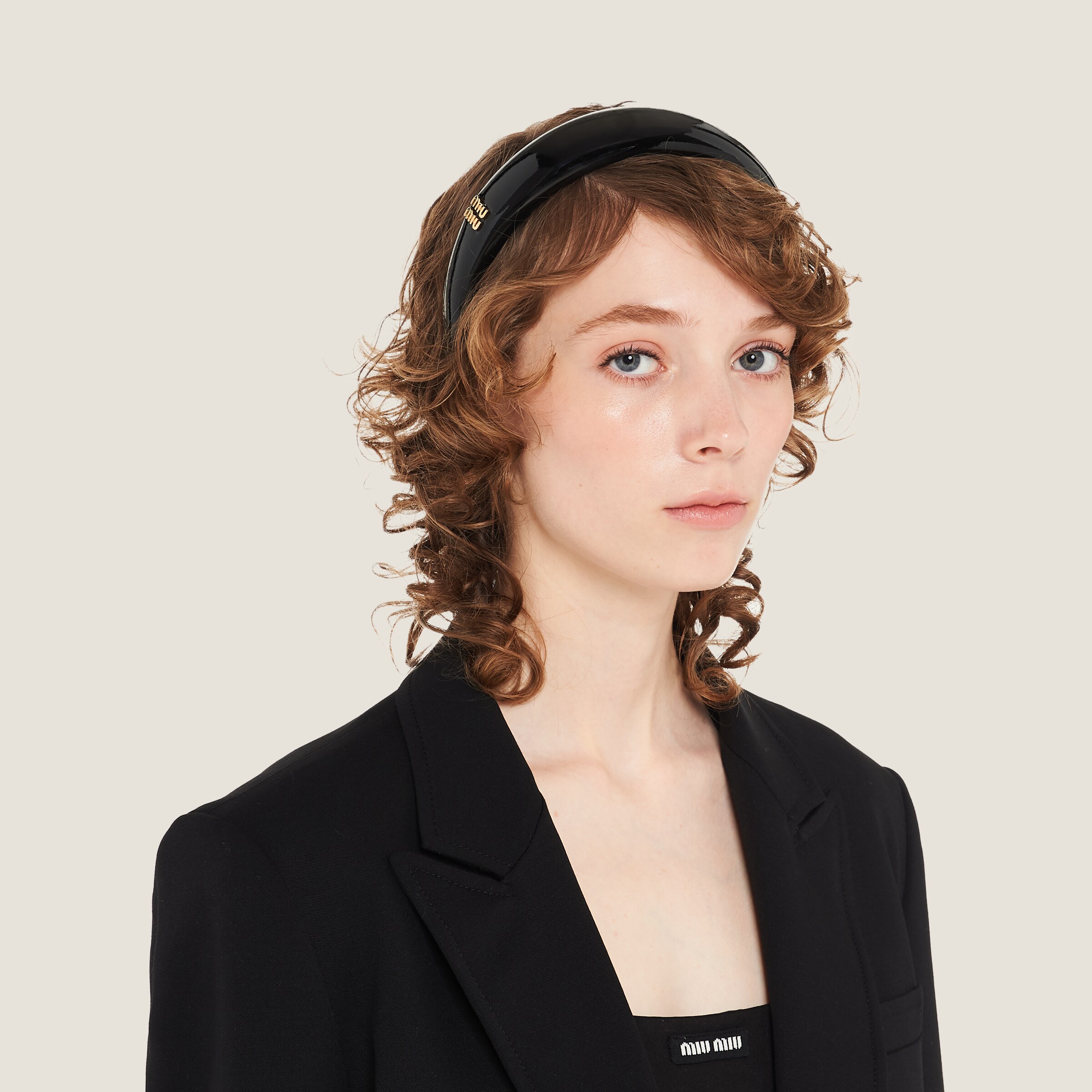 Black Patent Leather Headband | Miu Miu