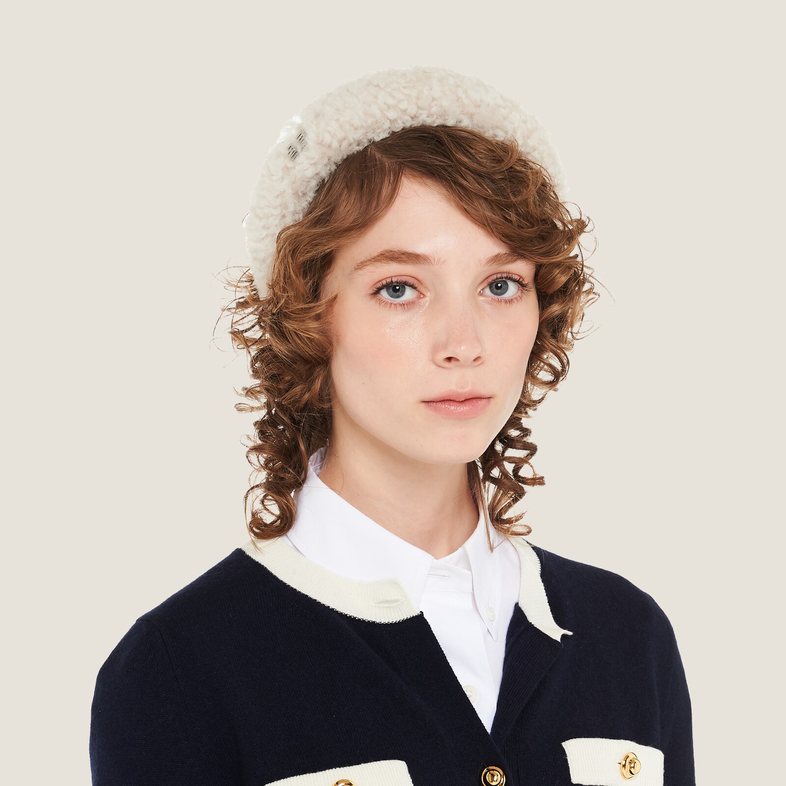 Ivory Shearling Headband | Miu Miu