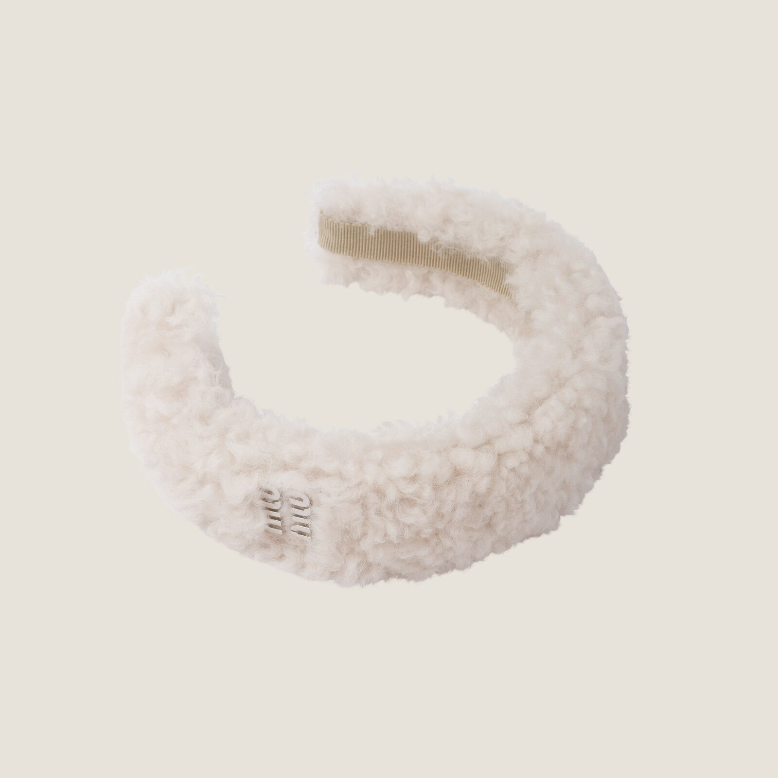 Ivory Shearling Headband | Miu Miu