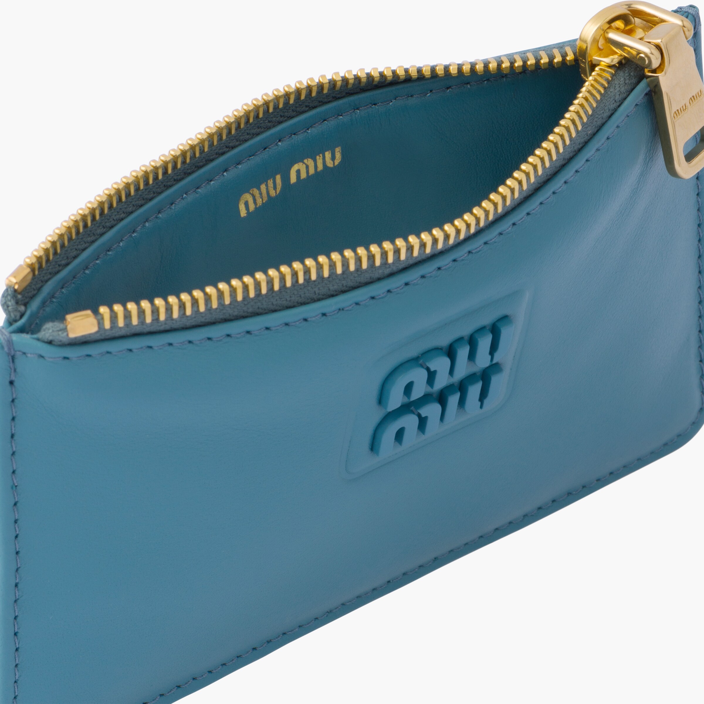 Marina Blue Leather Envelope Wallet | Miu Miu