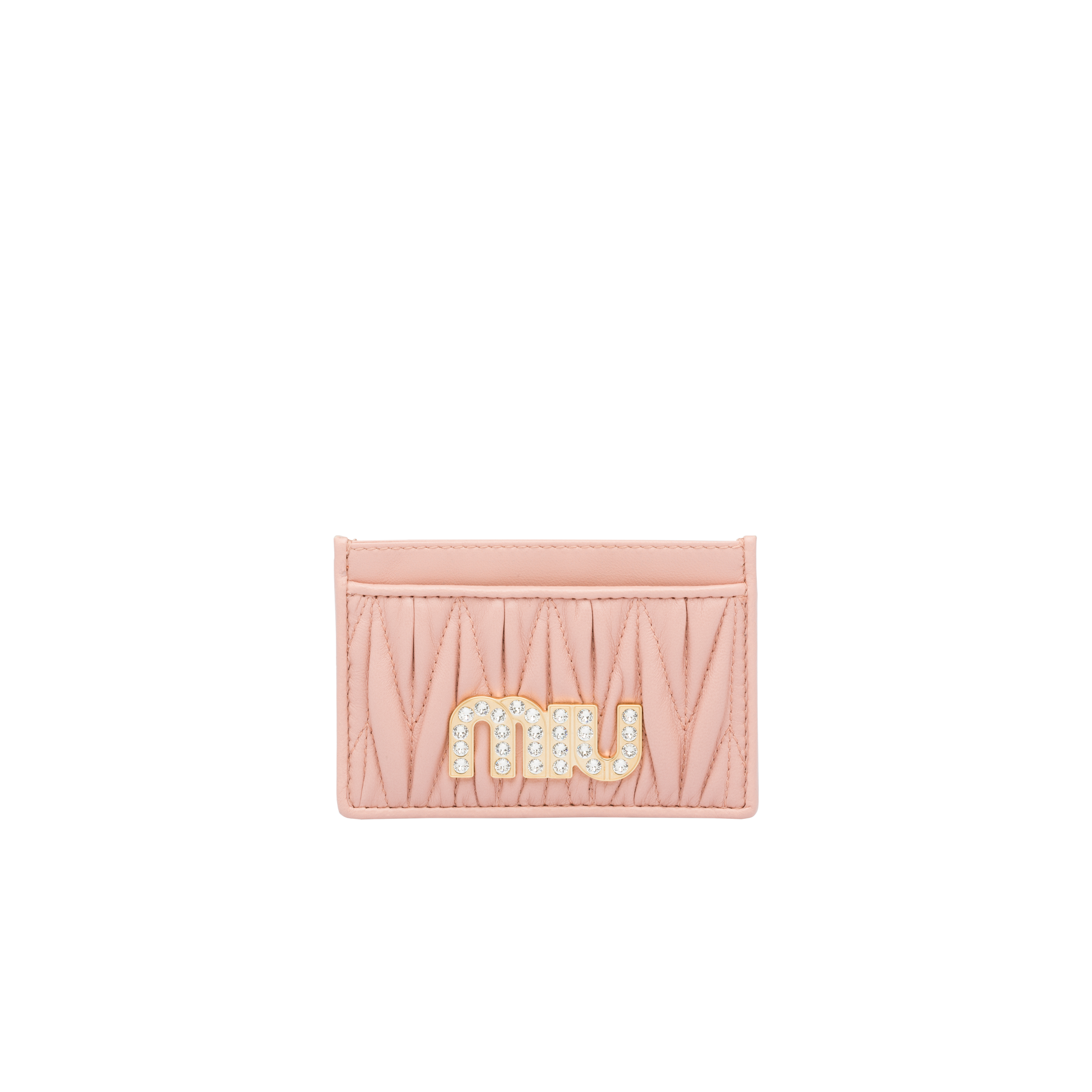 Orchid Pink Miu Crystal Matelassé Card Holder | Miu Miu