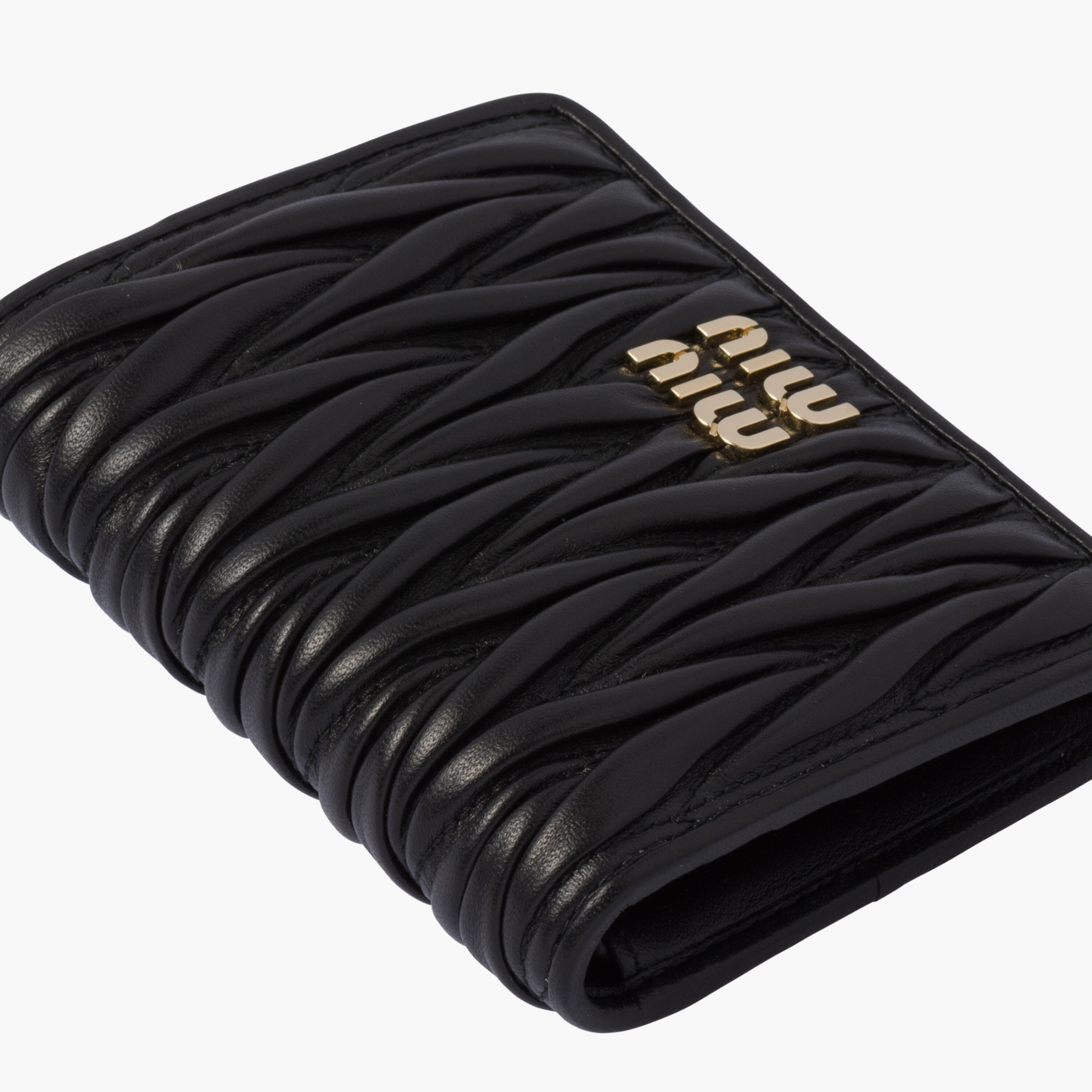 Small matelassé nappa leather wallet Black | Miu Miu