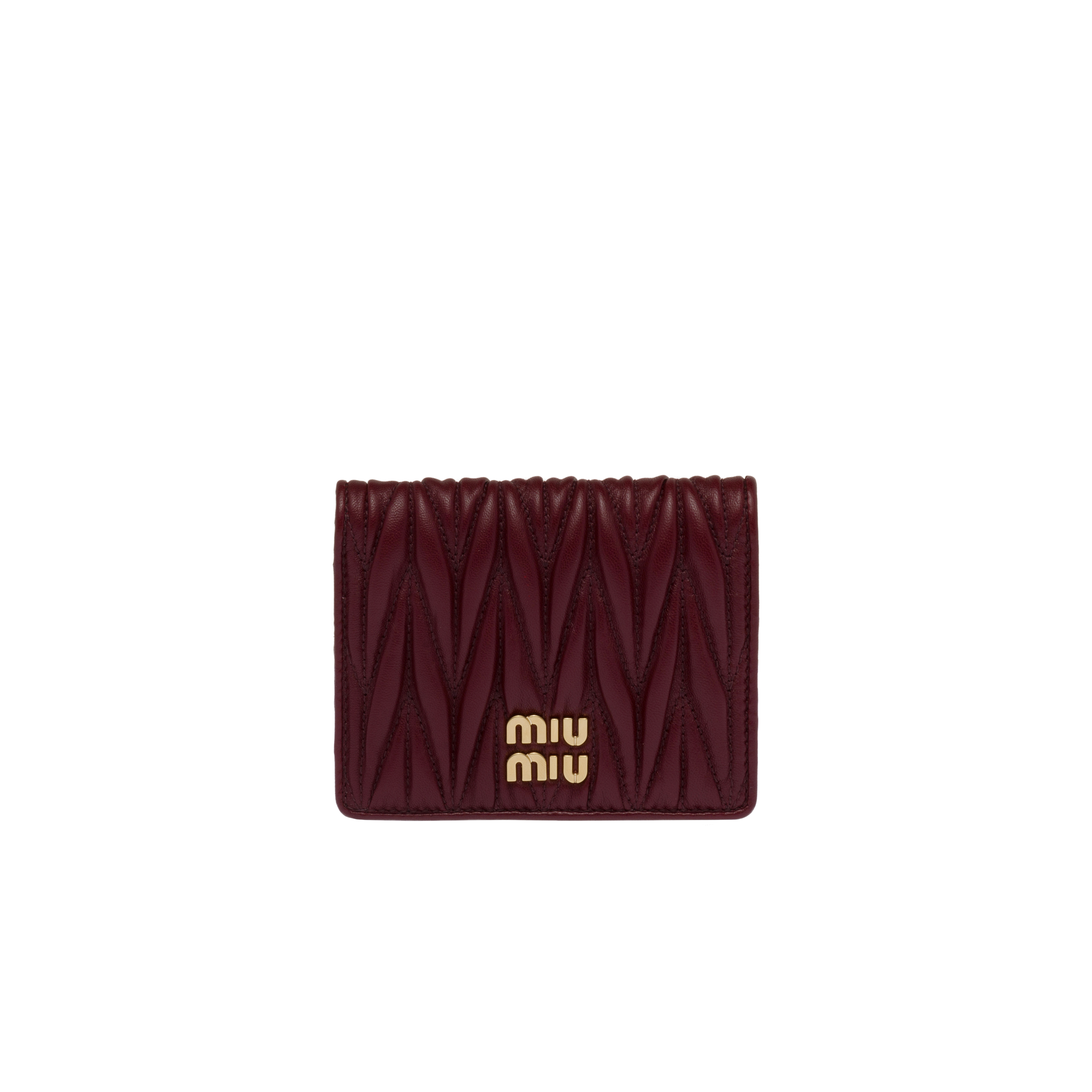 Amaranth Red/Maize Yellow Small matelassé nappa leather wallet | MIU MIU
