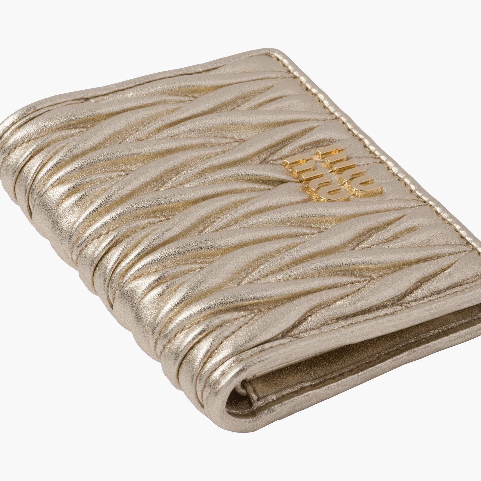 Pyrite Small matelassé nappa leather wallet | MIU MIU