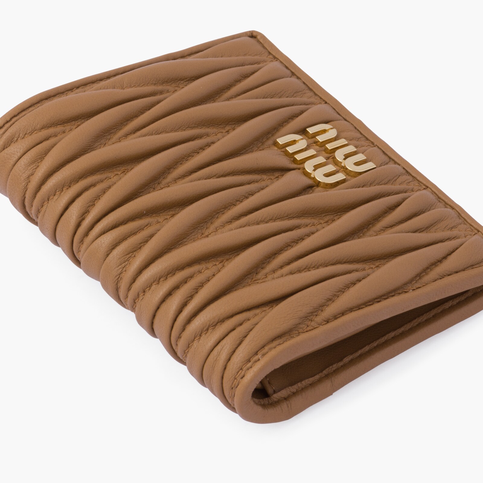 Caramel Small Matelassé Nappa Leather Wallet | Miu Miu