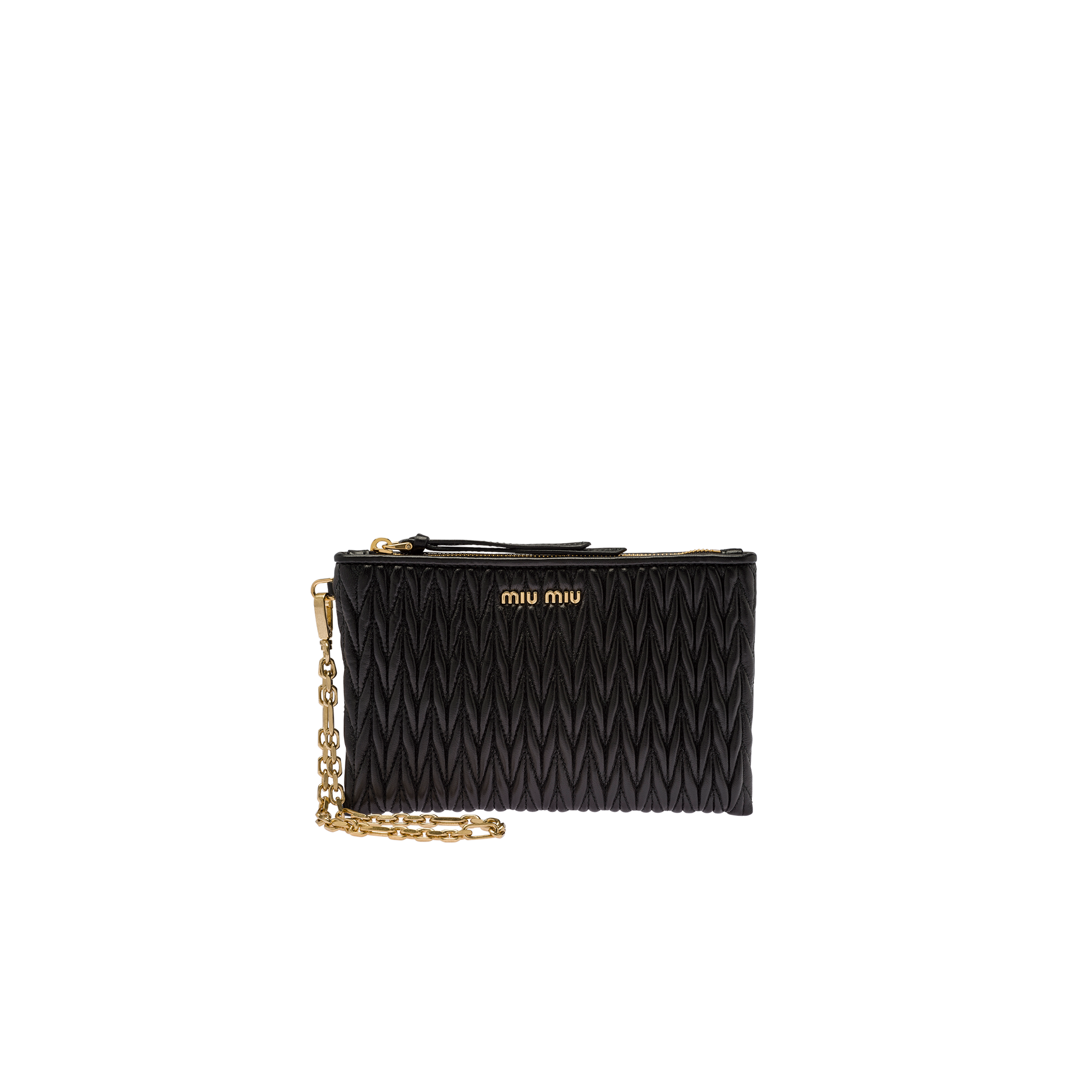 Black Matelass Nappa Leather Pouch MIU MIU
