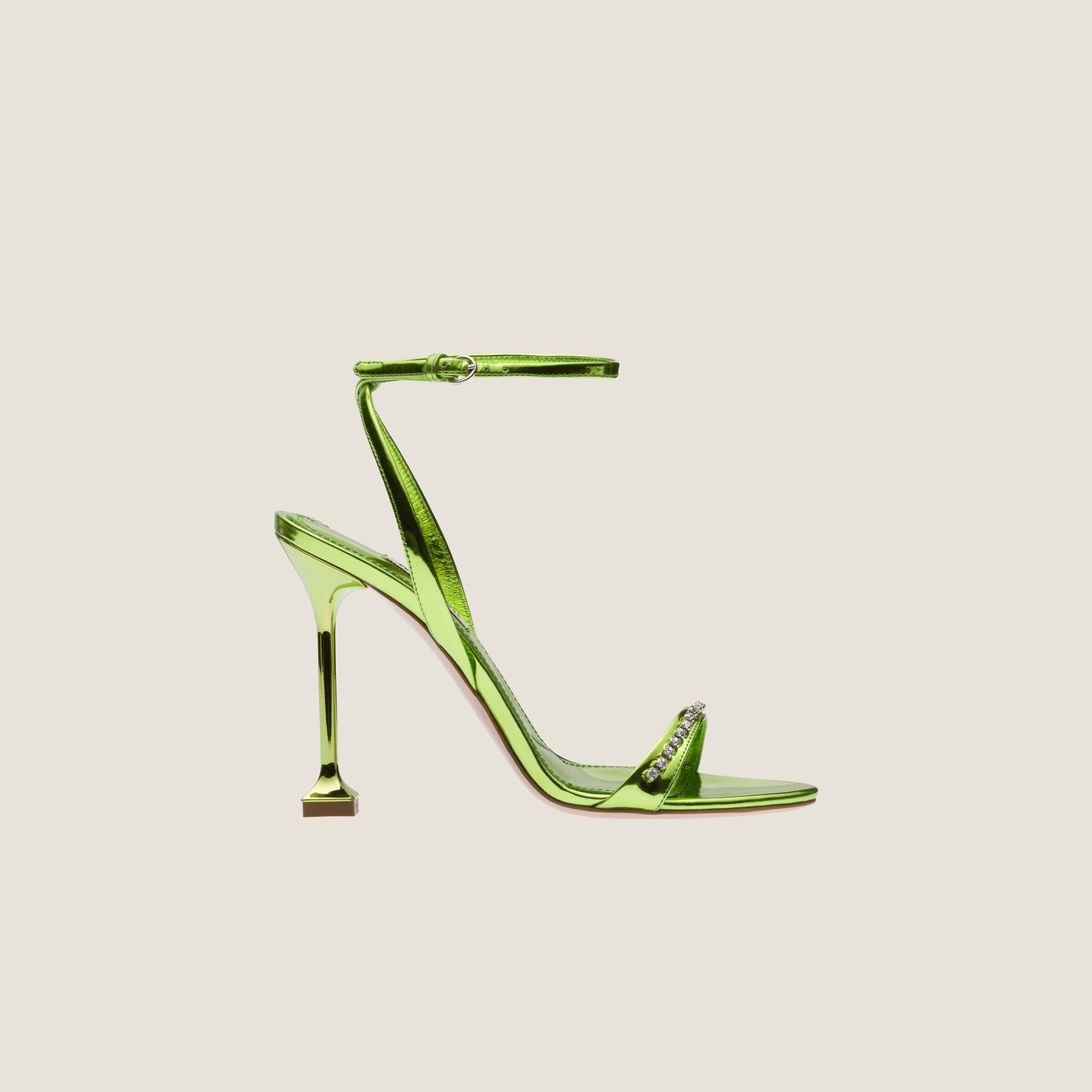 Fern Green Metallic Leather Sandals | Miu Miu
