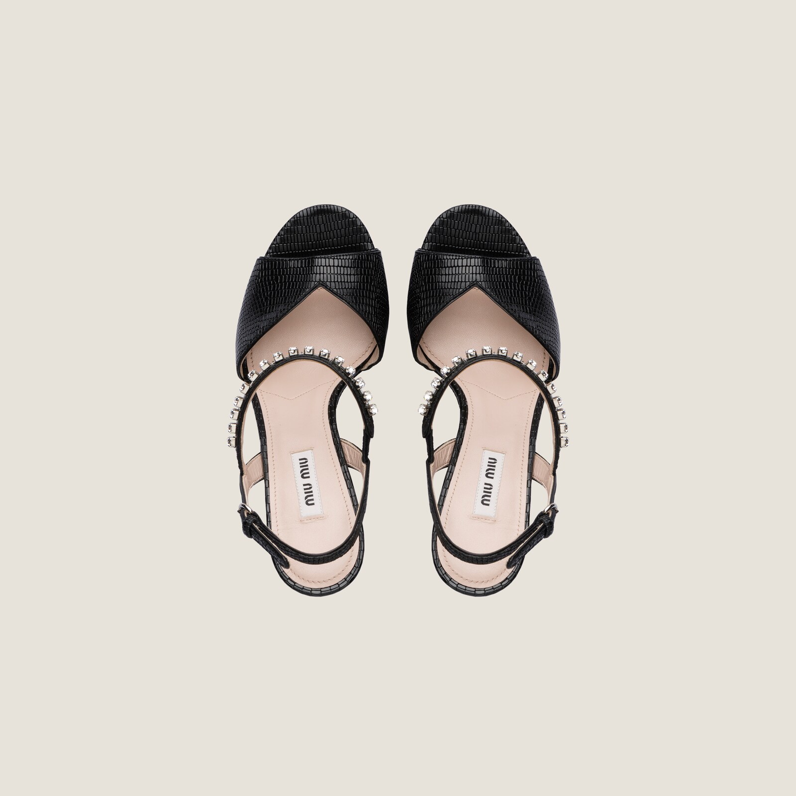 Black Lizard-print Leather Platform Sandals | Miu Miu