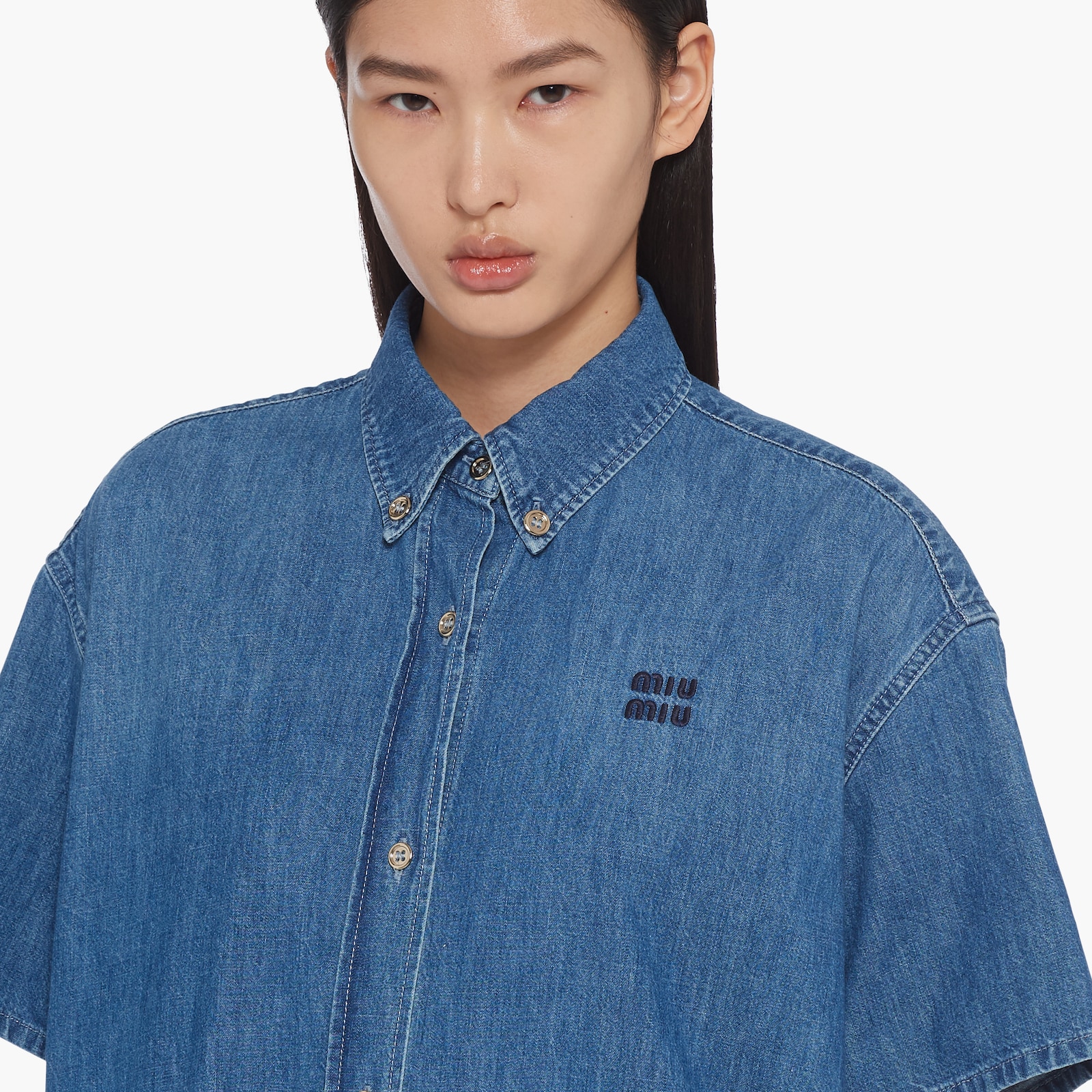 Sapphire Blue Chambray Dress Miu Miu sapphire-blue-chambray-dress-miu-miu