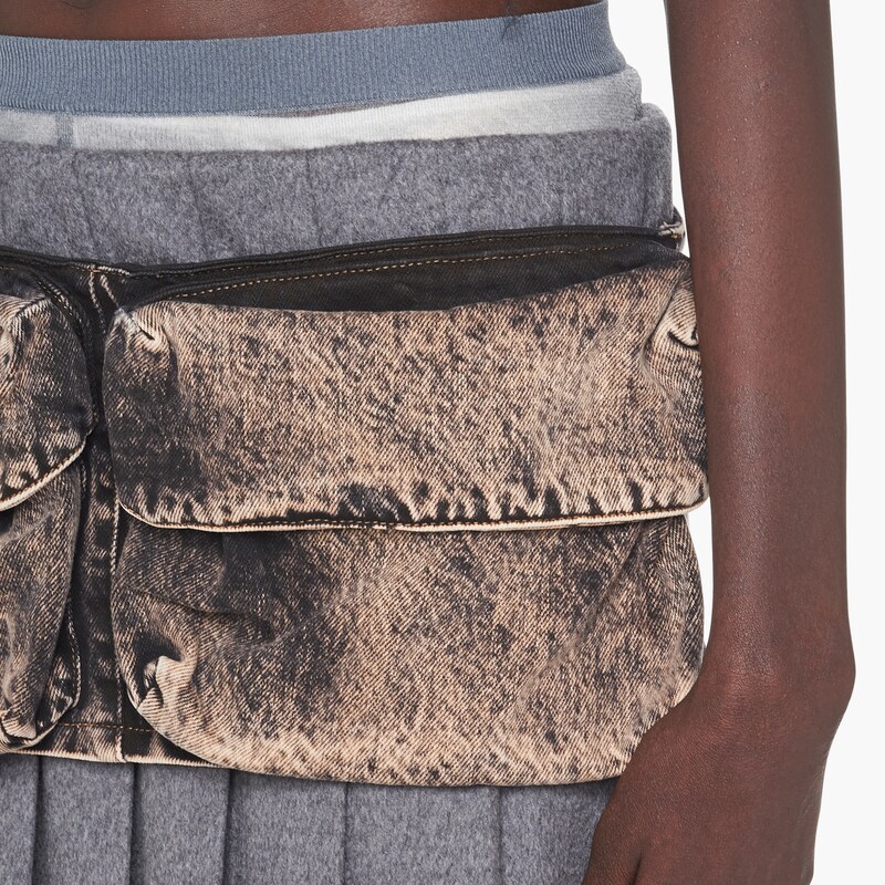 Black Marbleized Denim Peplum Belt | Miu Miu